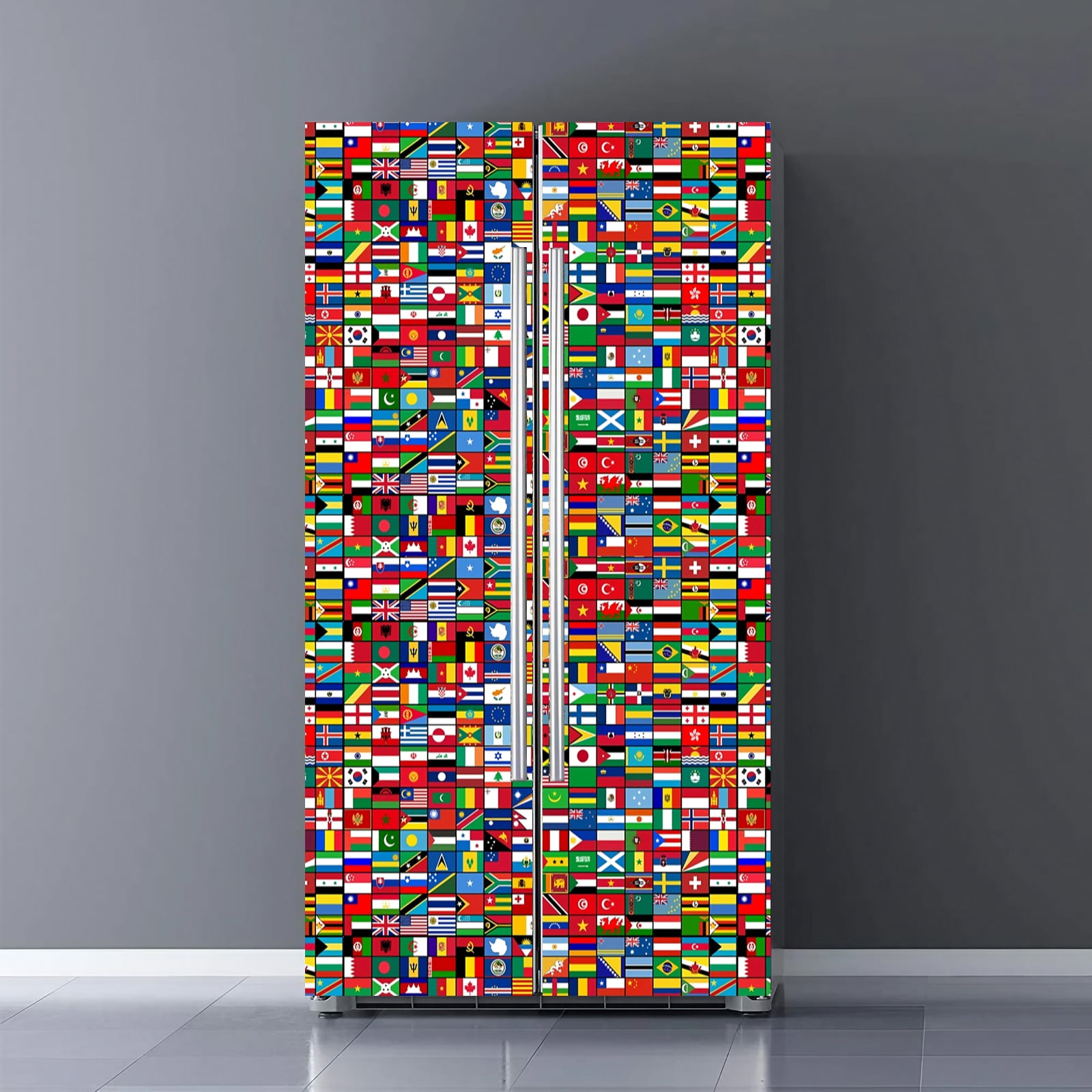 Fridge Door Wrap Vinyl Sticker Decor Front Refrigerator PVC Wallpaper ...