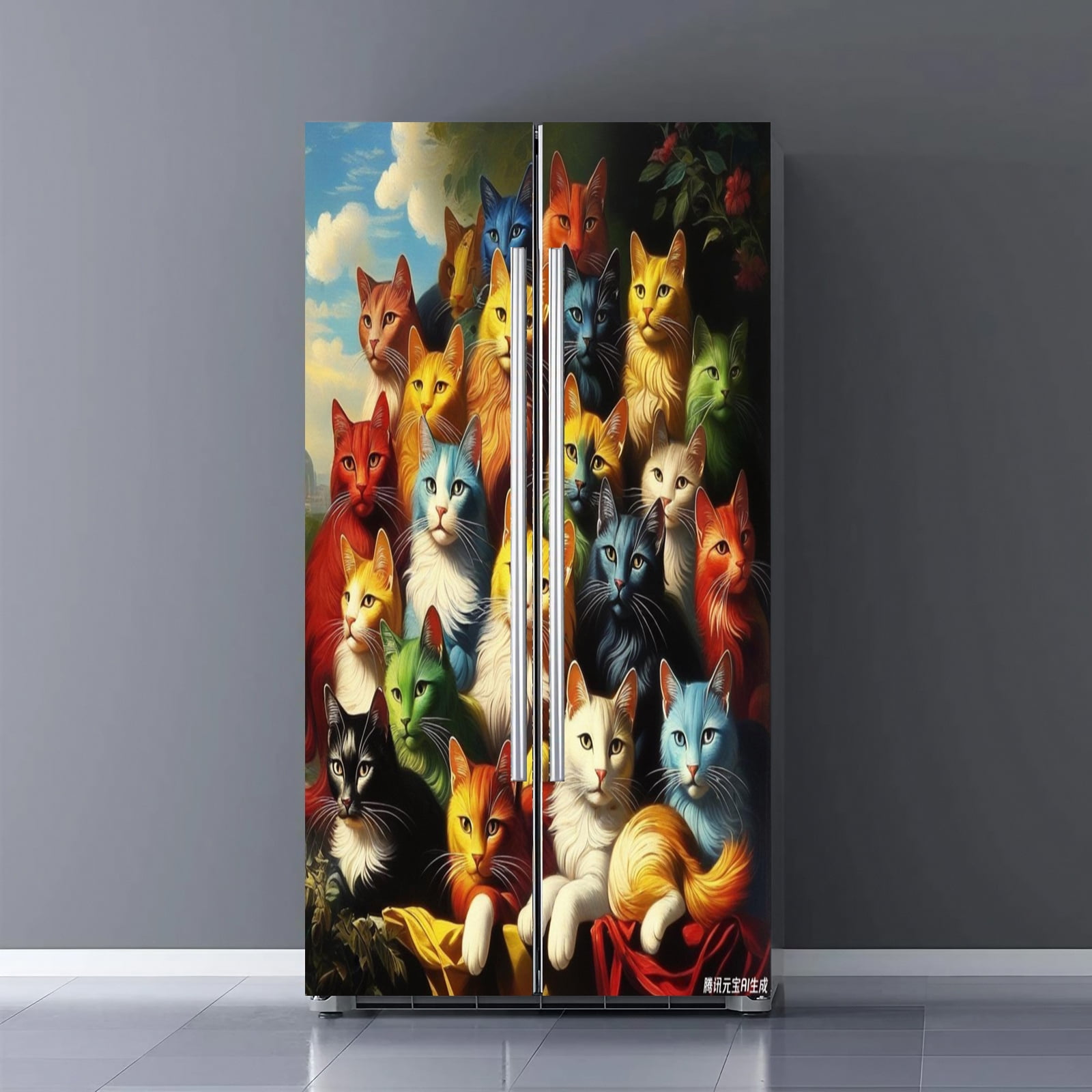 Fridge Door Wrap Vinyl Sticker Decor Front Refrigerator PVC Wallpaper ...