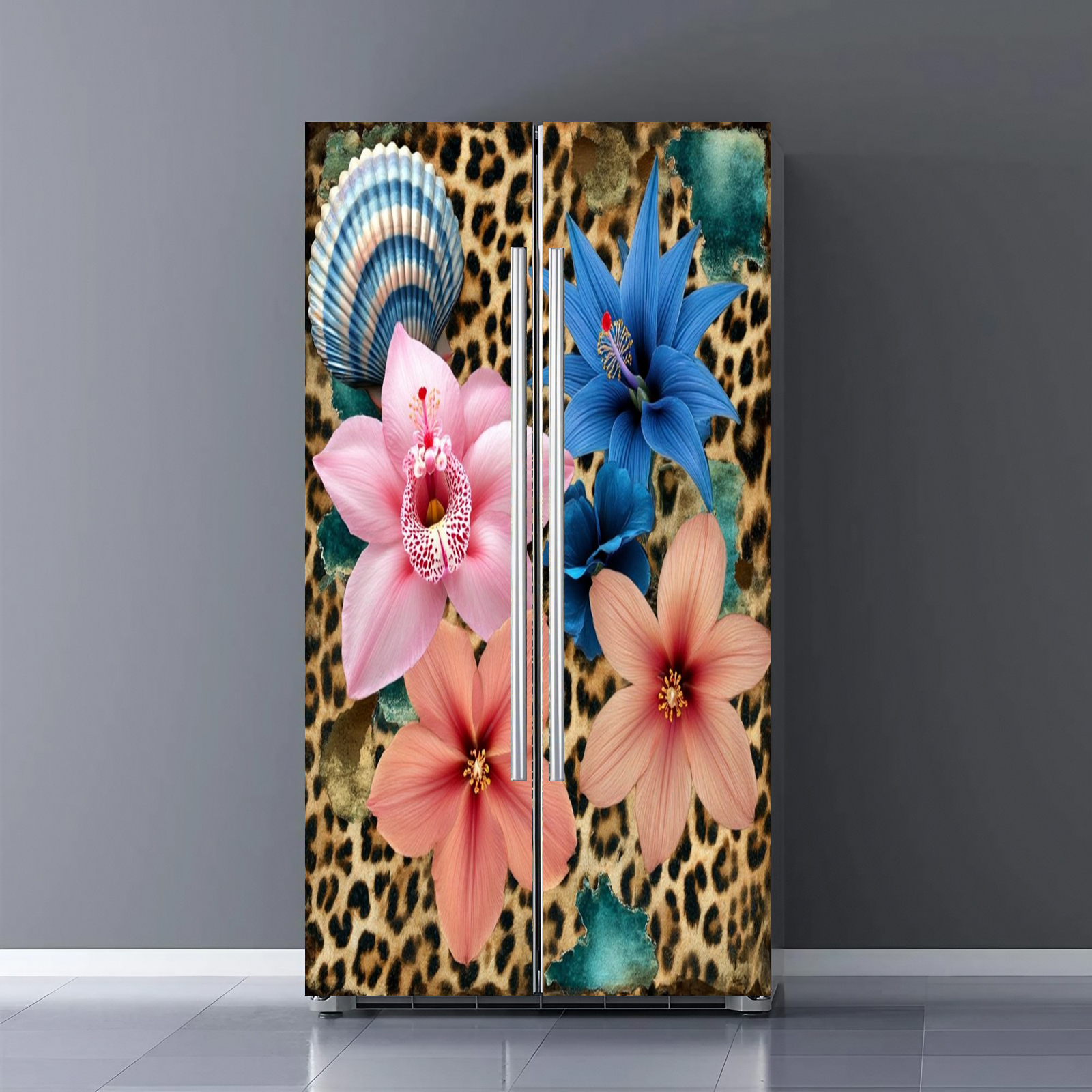 Fridge Door Wrap Vinyl Sticker Decor Front Refrigerator PVC Wallpaper ...
