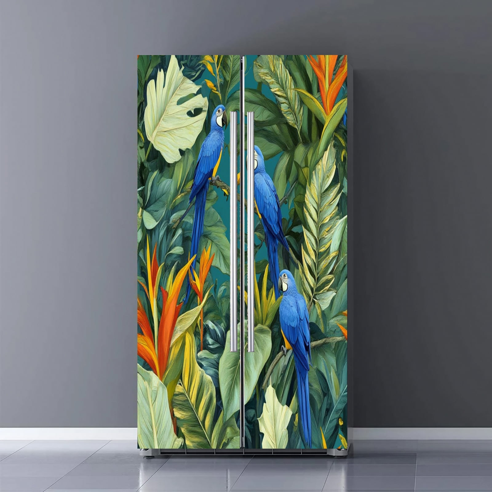 Fridge Door Wrap Vinyl Sticker Decor Front Refrigerator PVC Wallpaper ...