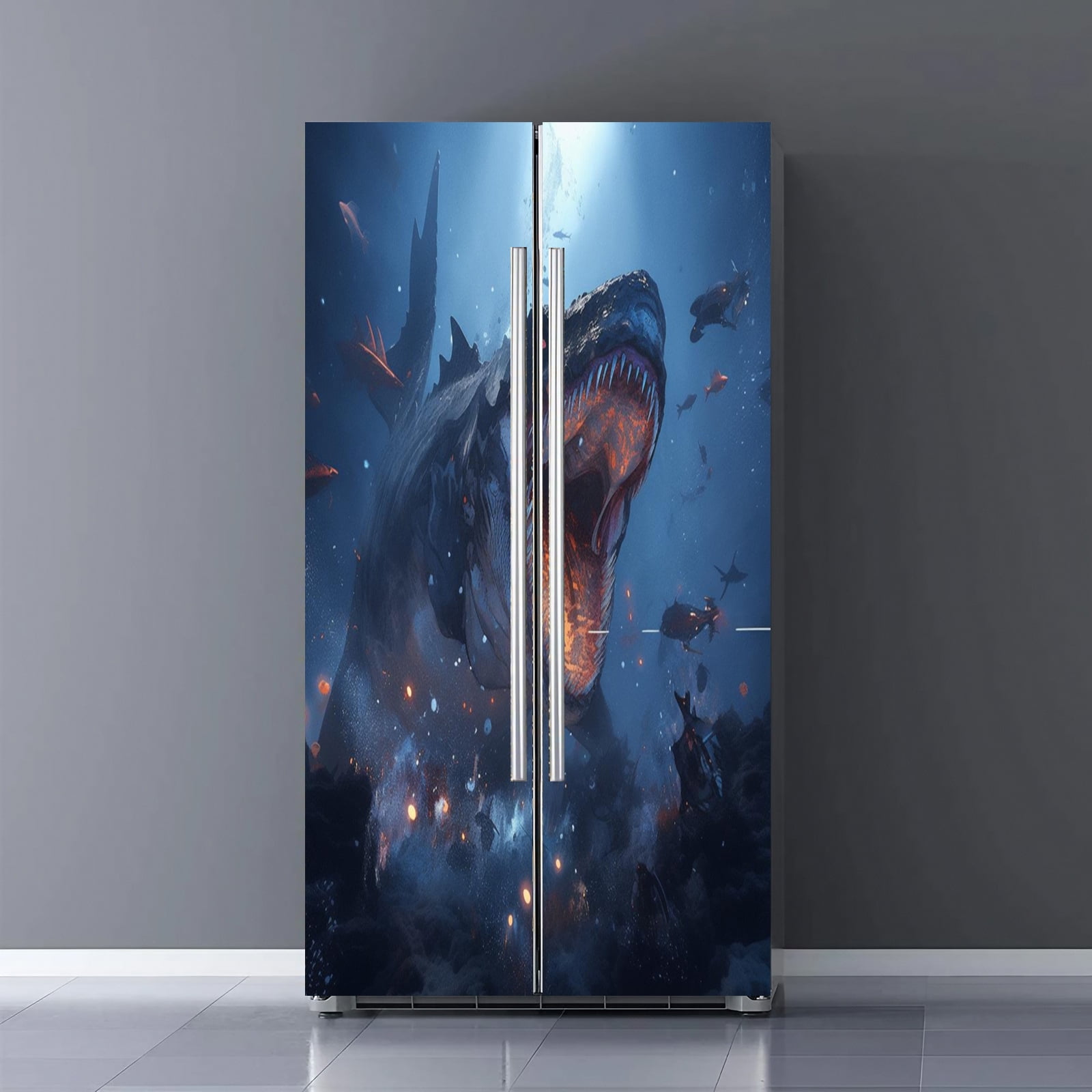 Fridge Door Wrap Vinyl Sticker Decor Front Refrigerator PVC Wallpaper ...