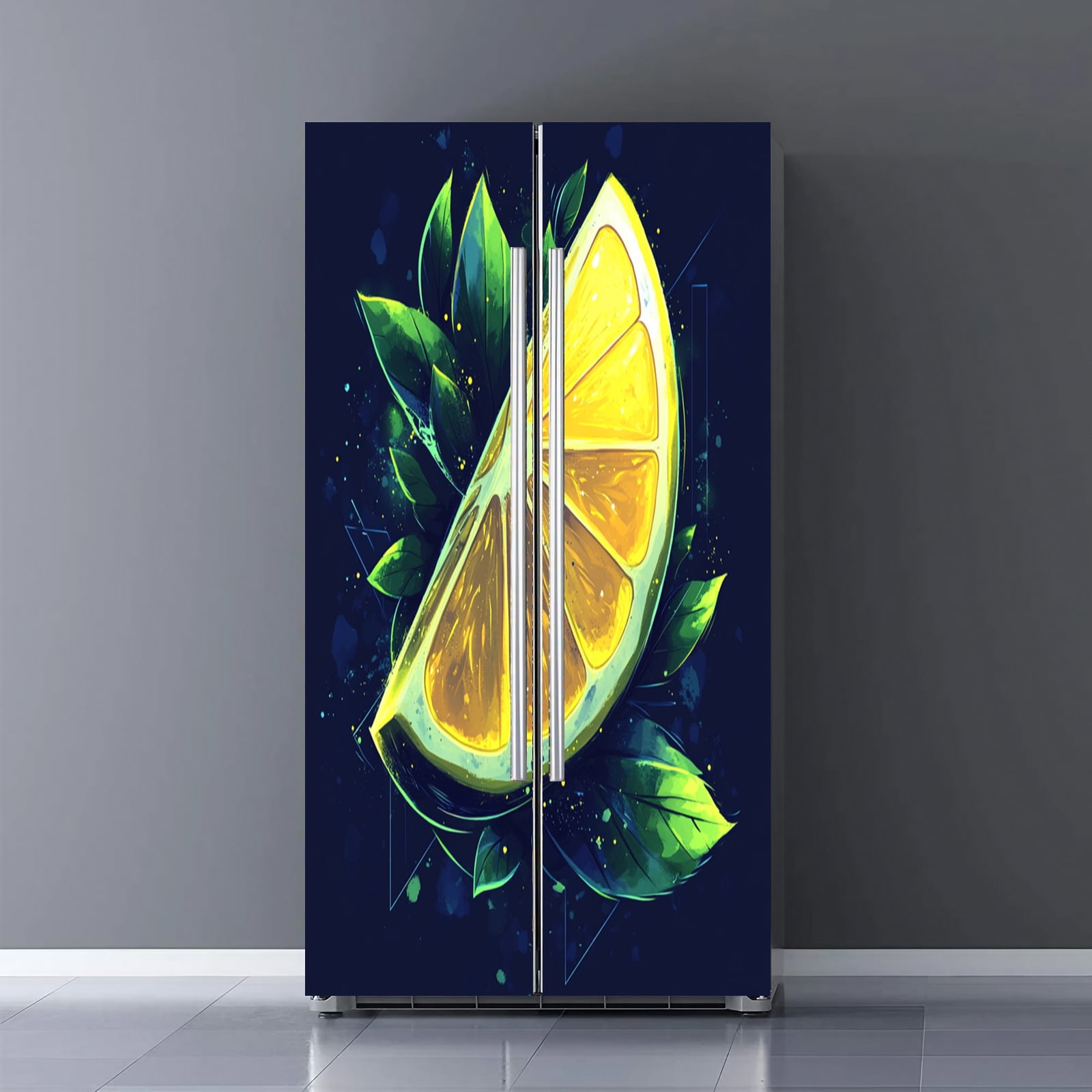 Fridge Door Wrap Vinyl Sticker Decor Front Refrigerator PVC Wallpaper ...