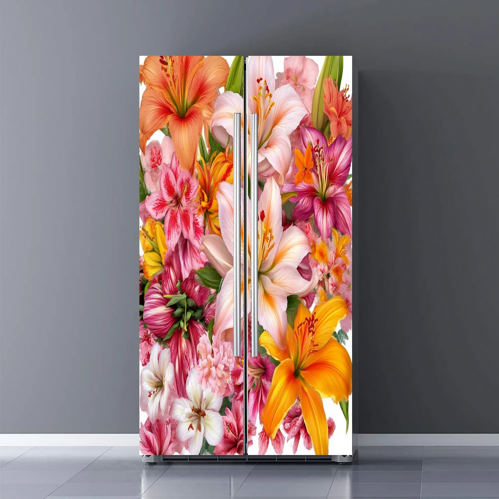 Fridge Door Wrap Vinyl Sticker Decor Front Refrigerator PVC Wallpaper ...