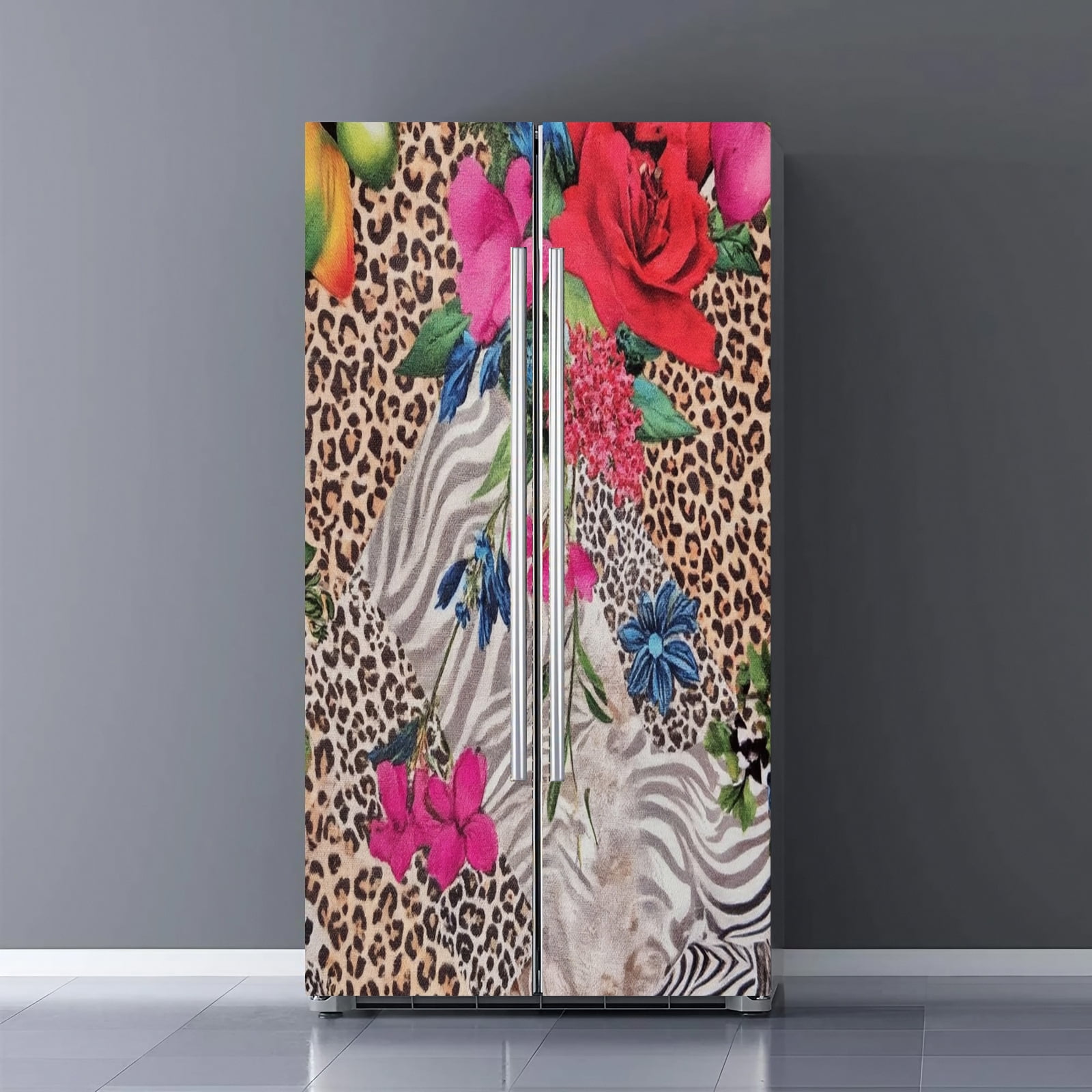 Fridge Door Wrap Vinyl Sticker Decor Front Refrigerator PVC Wallpaper ...