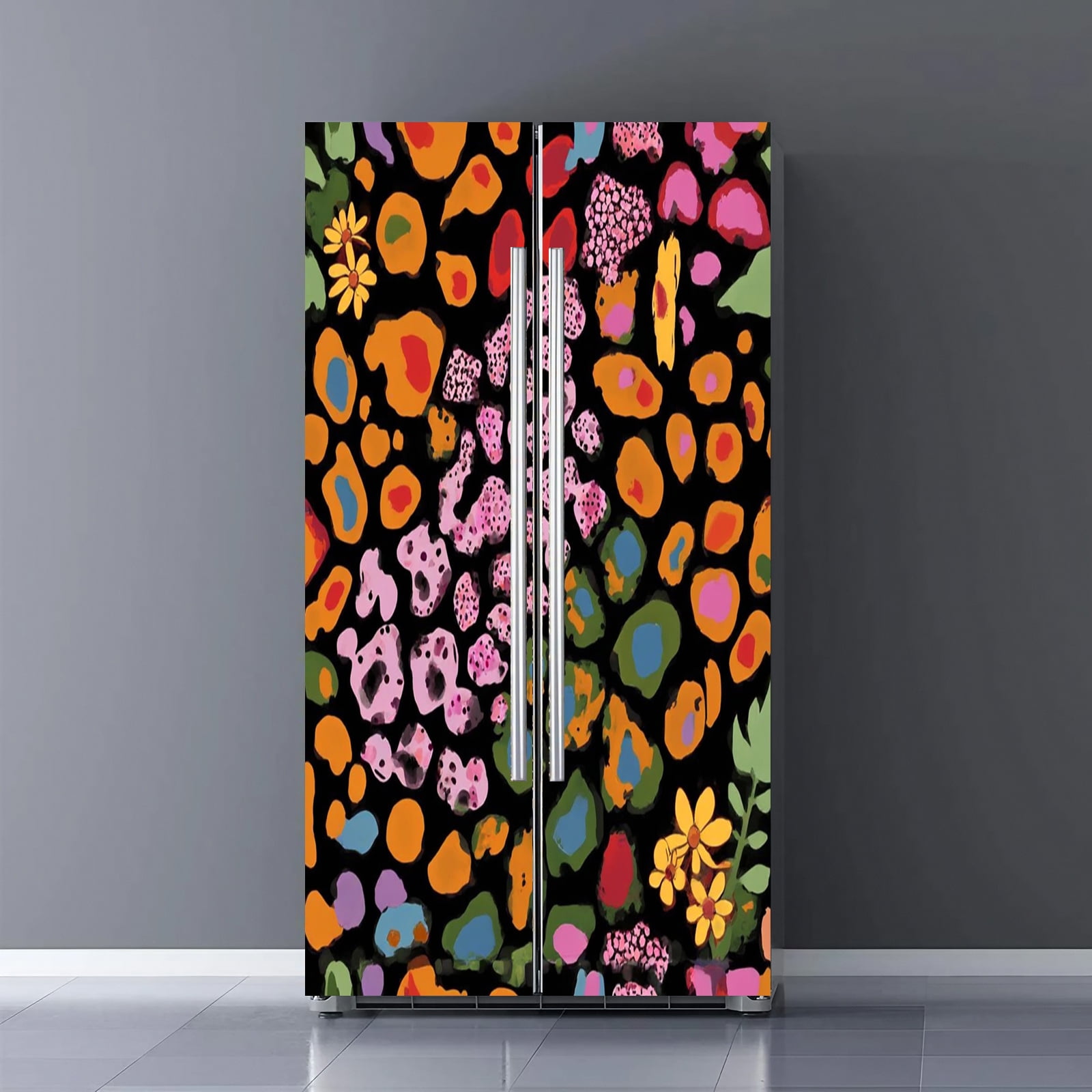 Fridge Door Wrap Vinyl Sticker Decor Front Refrigerator PVC Wallpaper ...