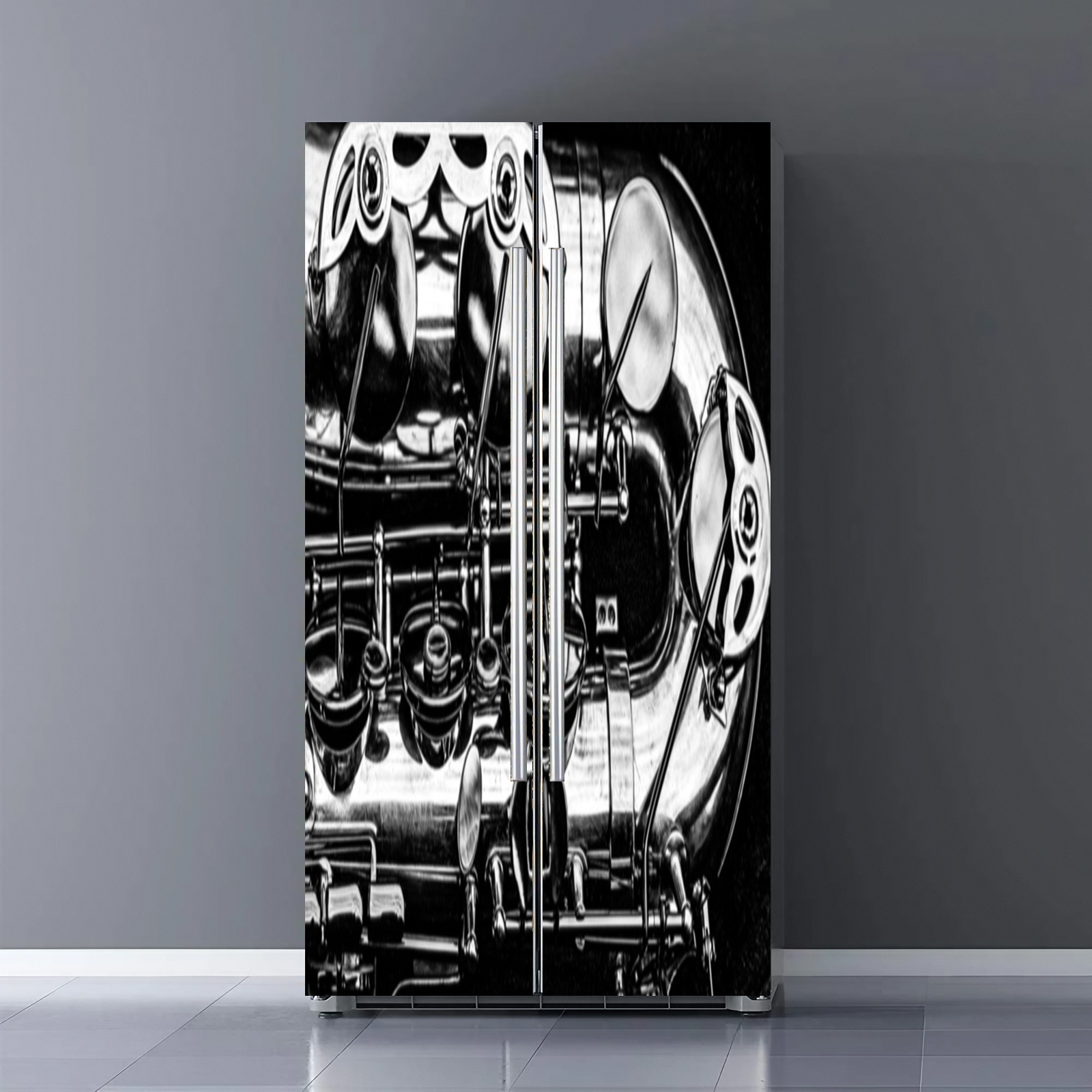 Fridge Door Wrap Vinyl Sticker Decor Front Refrigerator PVC Wallpaper ...