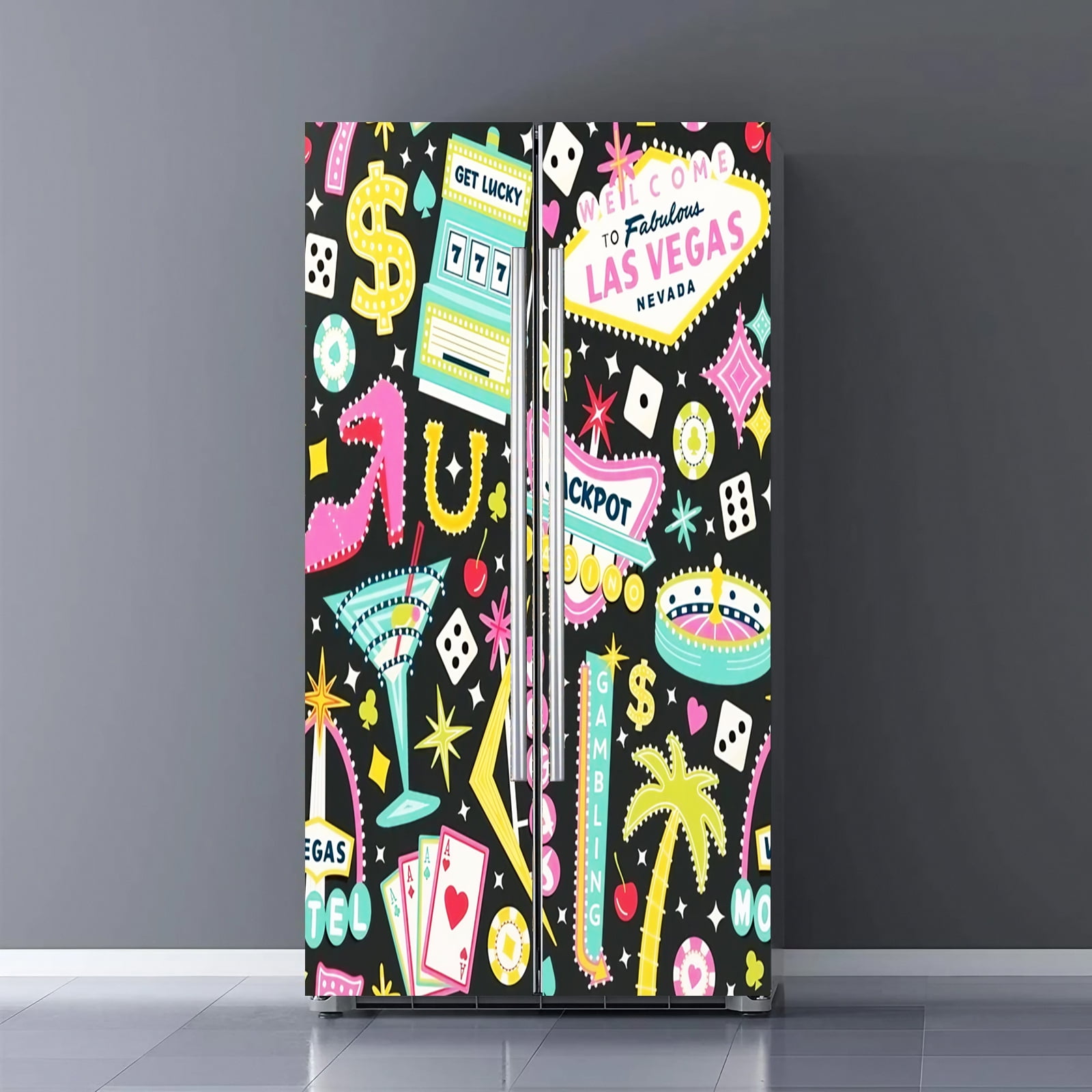 Fridge Door Wrap Vinyl Sticker Decor Front Refrigerator PVC Wallpaper ...