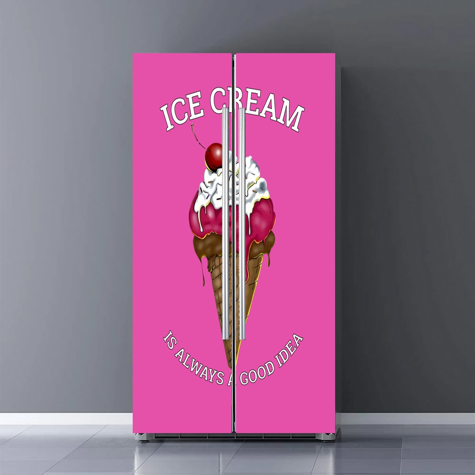 Fridge Door Wrap Vinyl Sticker Decor Front Refrigerator PVC Wallpaper ...
