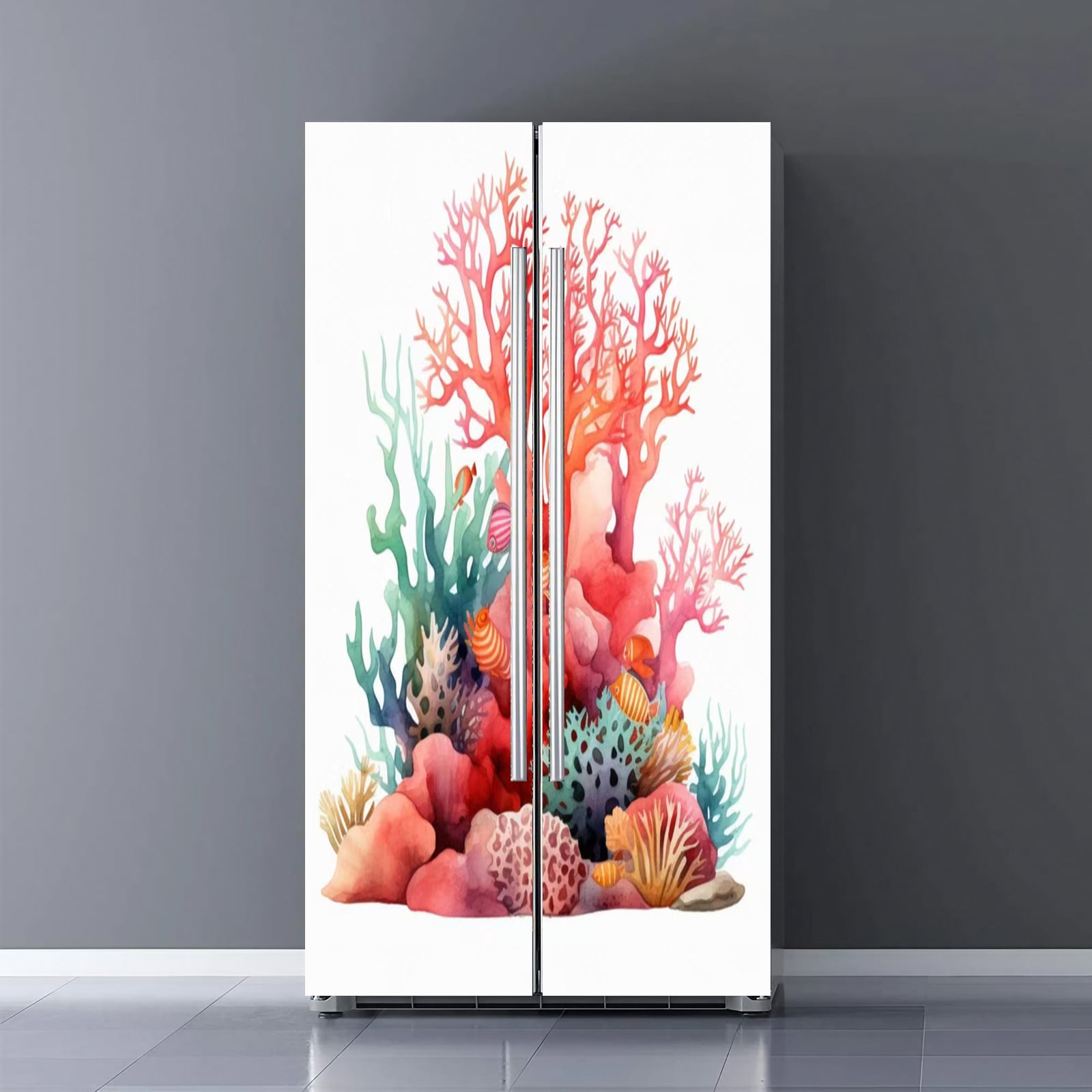 Fridge Door Wrap Vinyl Sticker Decor Front Refrigerator PVC Wallpaper ...