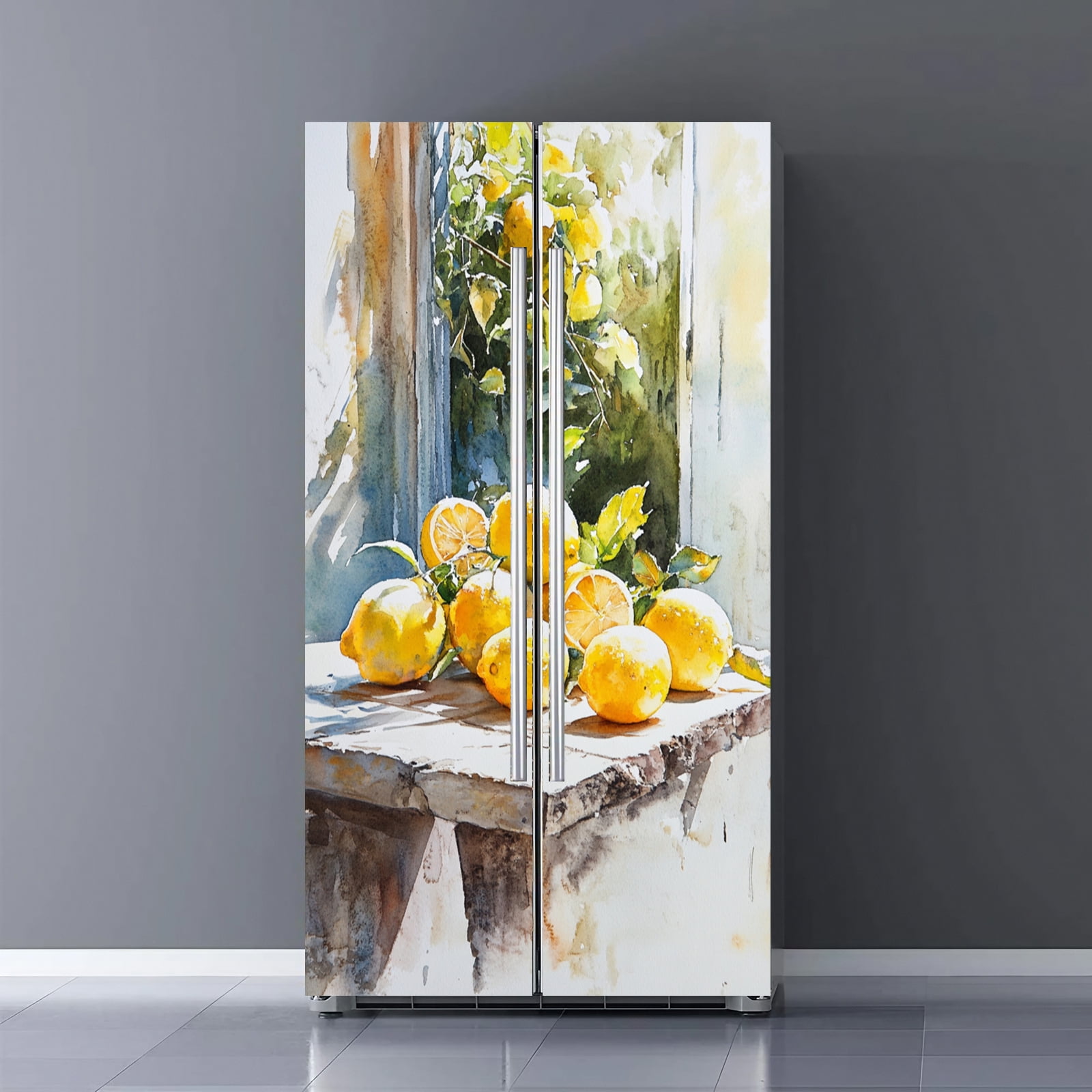 Fridge Door Wrap Vinyl Sticker Decor Front Refrigerator PVC Wallpaper ...