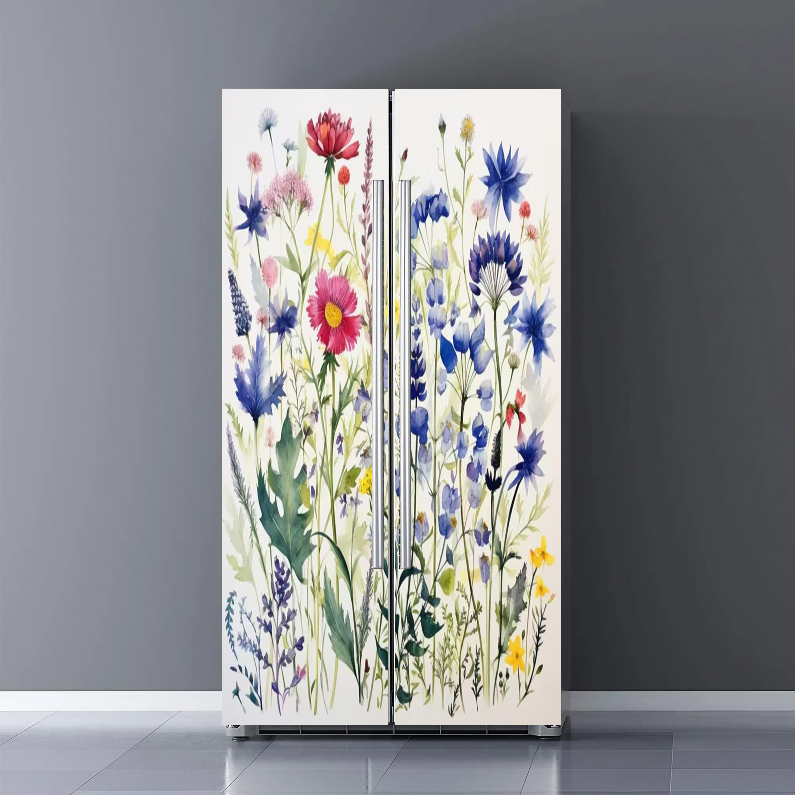 Fridge Door Wrap Vinyl Sticker Decor Front Refrigerator PVC Wallpaper ...