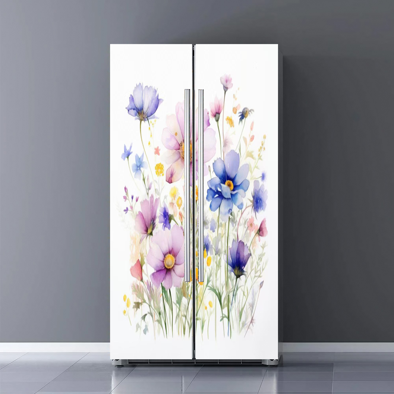 Fridge Door Wrap Vinyl Sticker Decor Front Refrigerator PVC Wallpaper ...
