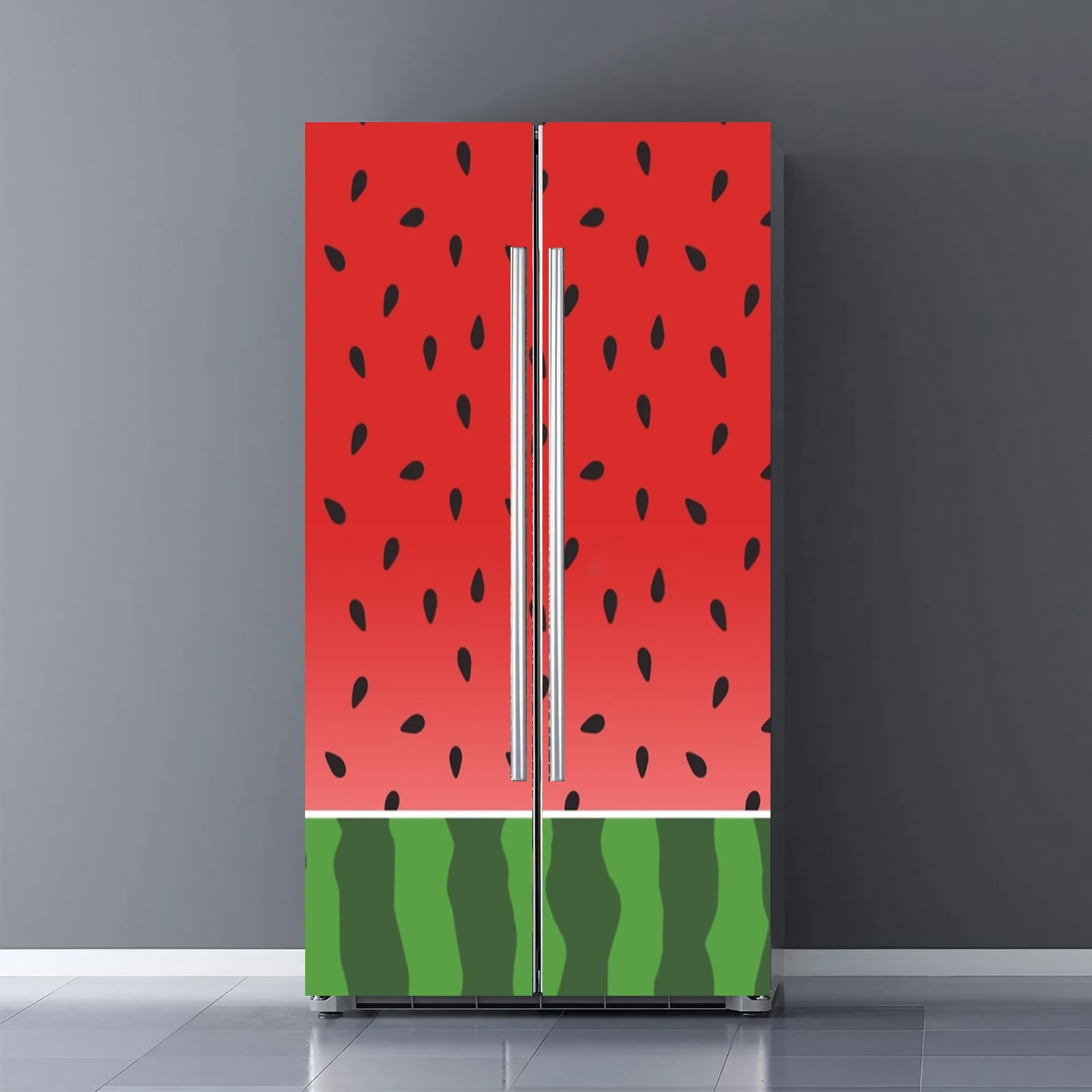 Fridge Door Wrap Vinyl Sticker Decor Front Refrigerator PVC Wallpaper ...
