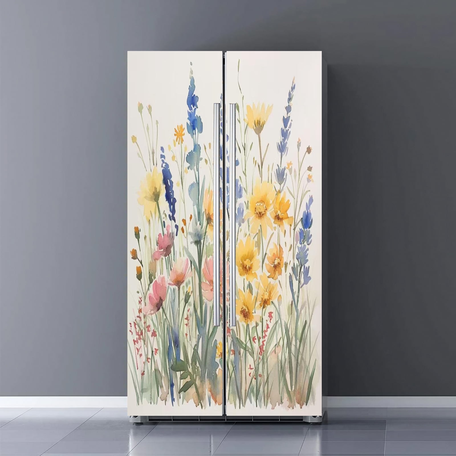 Fridge Door Wrap Vinyl Sticker Decor Front Refrigerator PVC Wallpaper ...