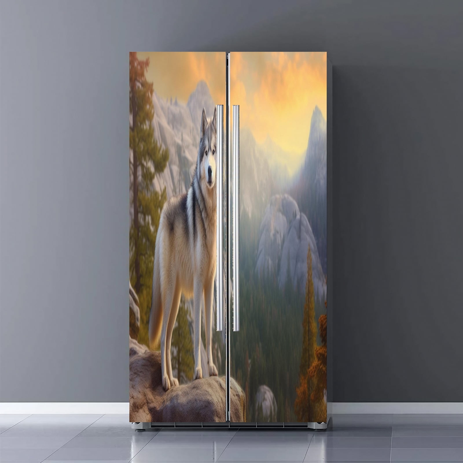 Fridge Door Wrap Vinyl Sticker Decor Front Refrigerator PVC Wallpaper ...