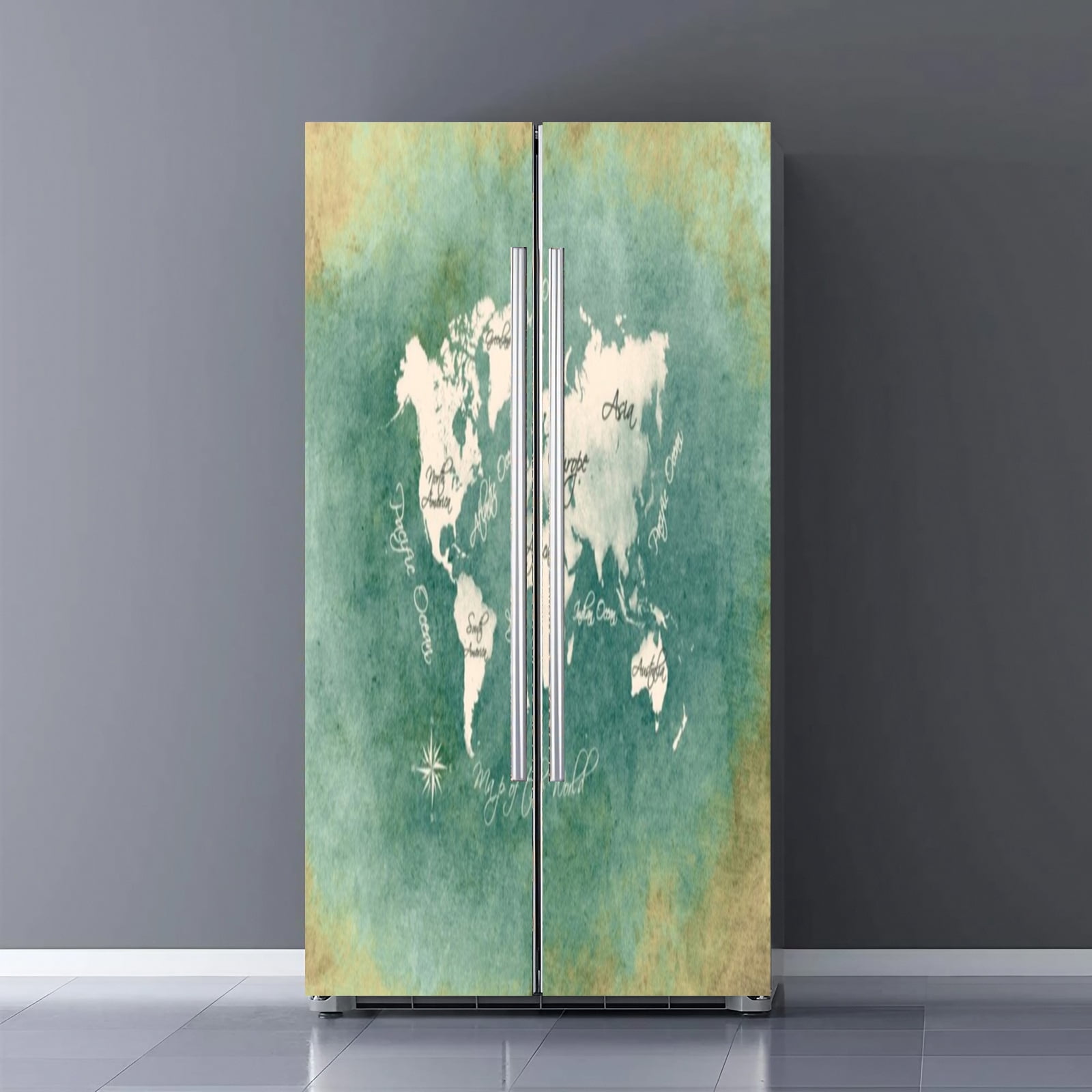 Fridge Door Wrap Vinyl Sticker Decor Front Refrigerator PVC Wallpaper ...