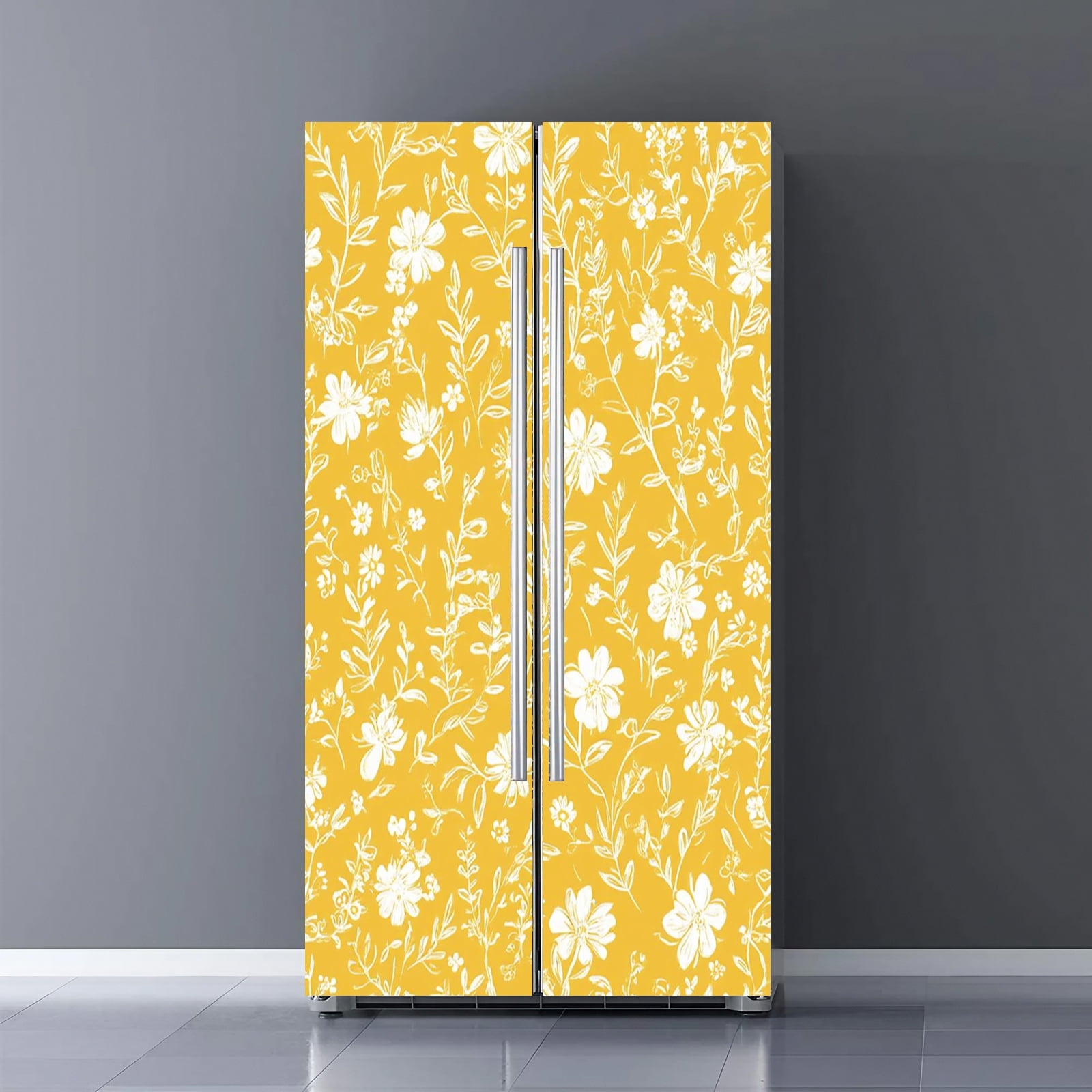 Fridge Door Wrap Vinyl Sticker Decor Front Refrigerator PVC Wallpaper ...