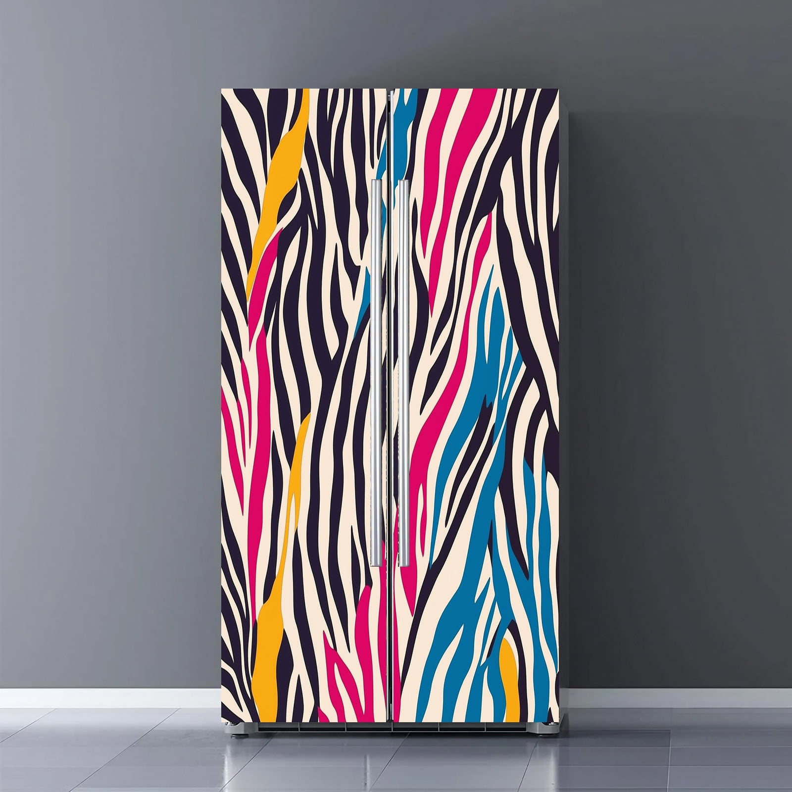 Fridge Door Wrap Vinyl Sticker Decor Front Refrigerator PVC Wallpaper ...