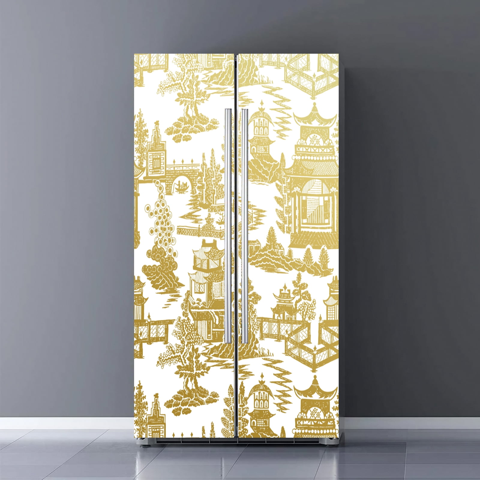 Fridge Door Wrap Vinyl Sticker Decor Front Refrigerator PVC Wallpaper ...