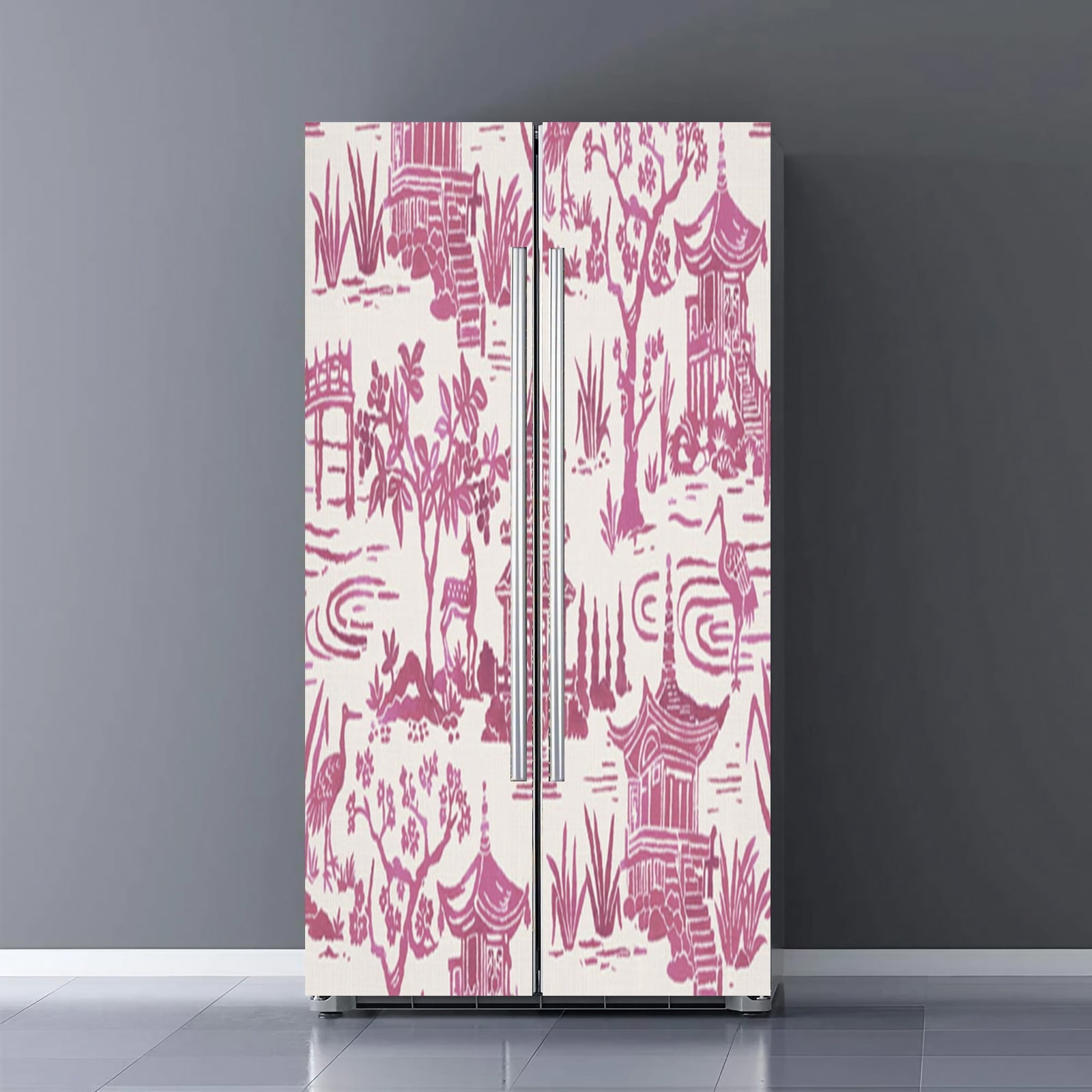 Fridge Door Wrap Vinyl Sticker Decor Front Refrigerator PVC Wallpaper ...