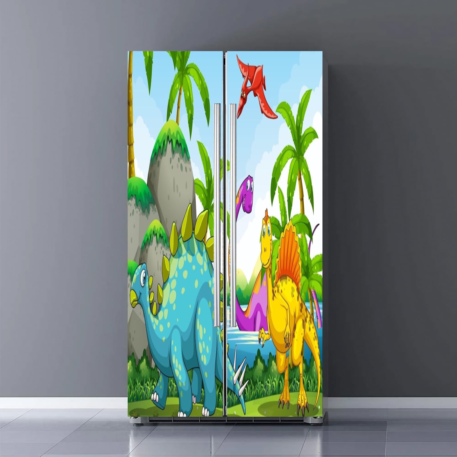 Fridge Door Wrap Vinyl Sticker Decor Front Refrigerator PVC Wallpaper ...