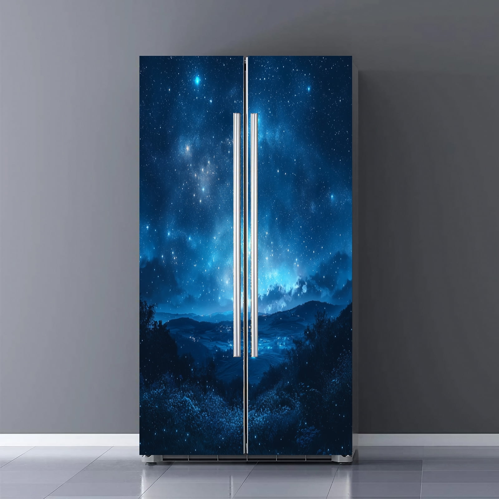 Fridge Door Wrap Vinyl Sticker Decor Front Refrigerator PVC Wallpaper Decal magical ethereal ...