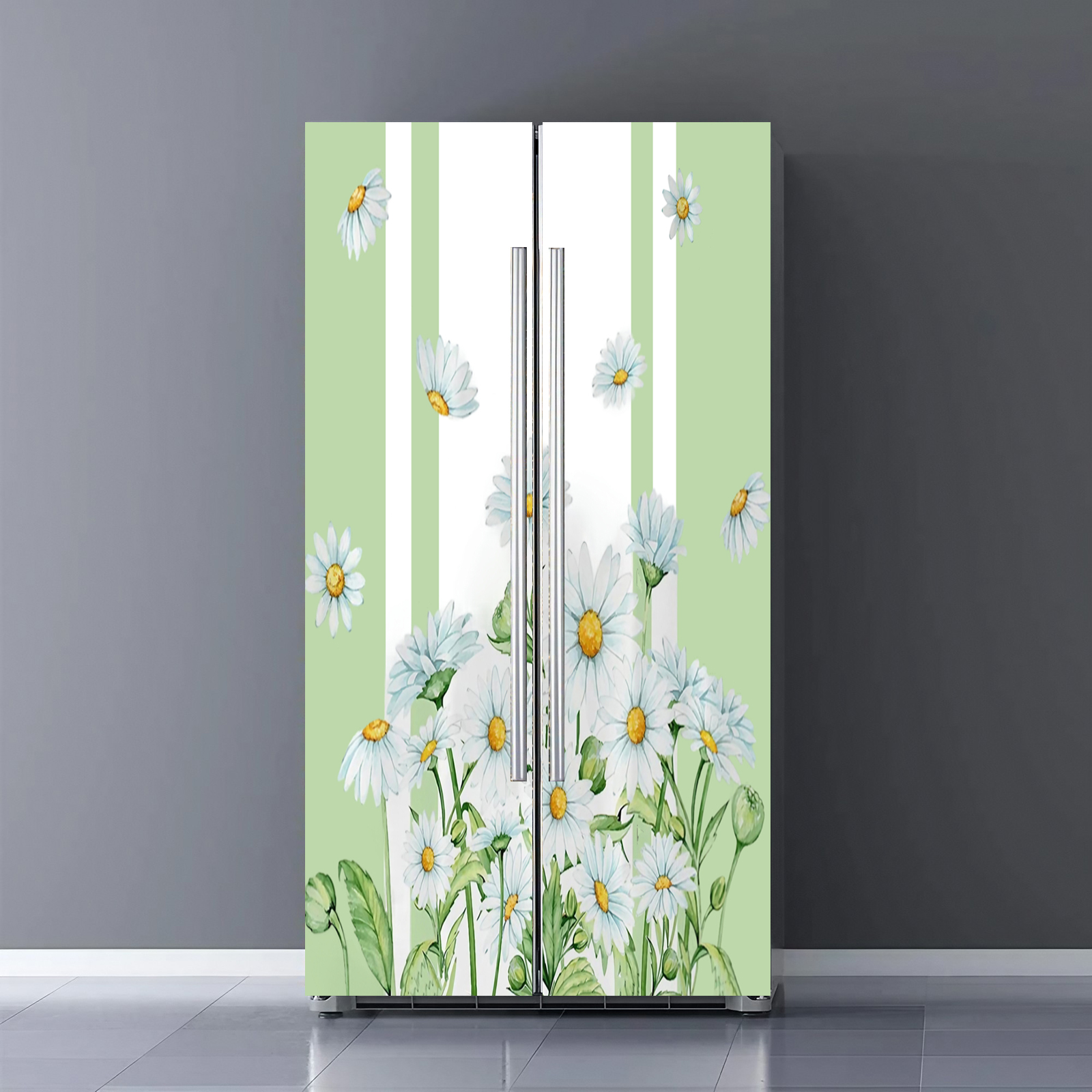 Fridge Door Wrap Vinyl Sticker Decor Front Refrigerator PVC Wallpaper ...