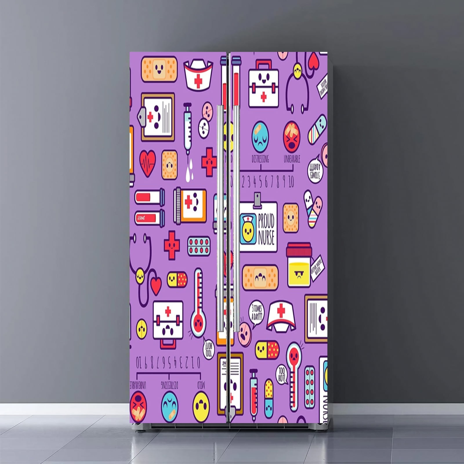 Fridge Door Wrap Vinyl Sticker Decor Front Refrigerator PVC Wallpaper ...