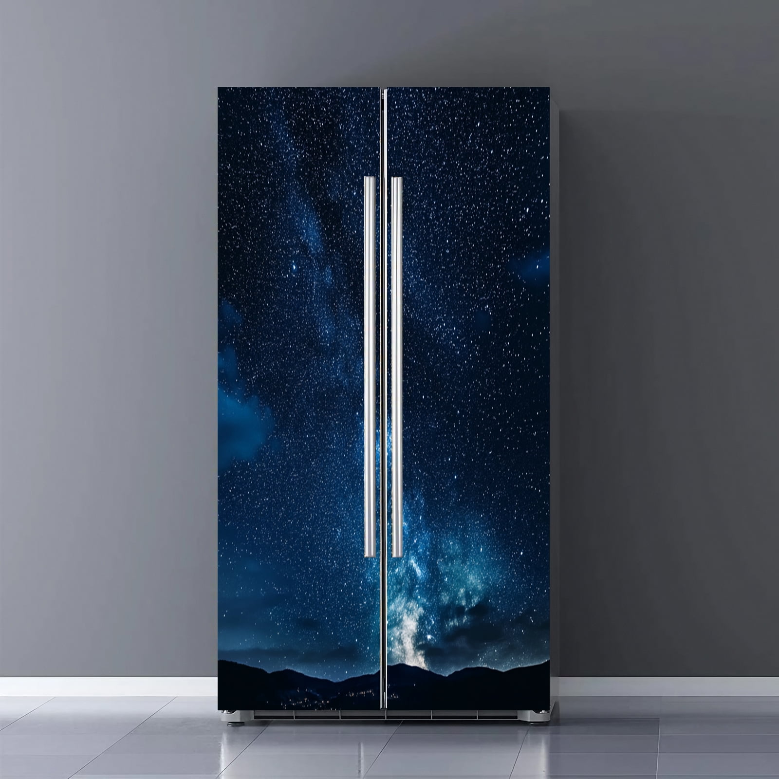 Fridge Door Wrap Vinyl Sticker Decor Front Refrigerator PVC Wallpaper ...
