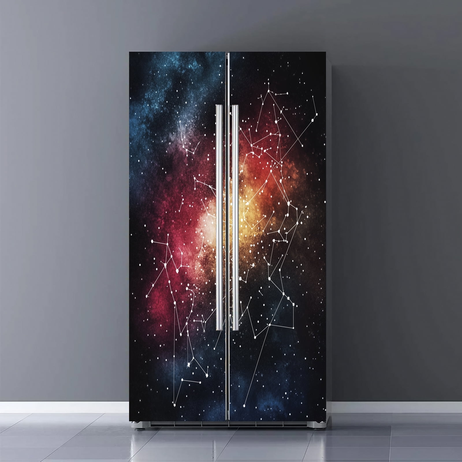 Fridge Door Wrap Vinyl Sticker Decor Front Refrigerator PVC Wallpaper ...