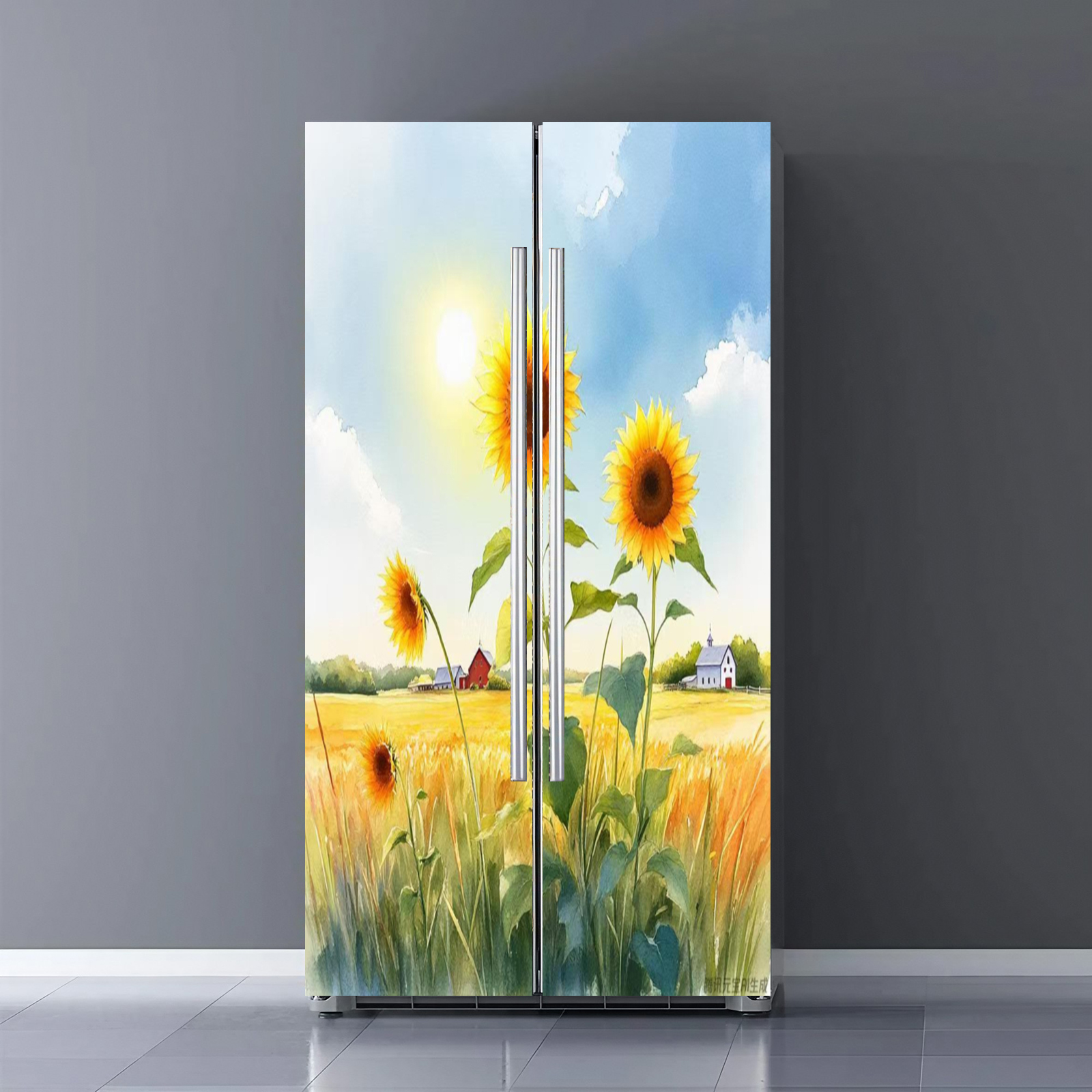 Fridge Door Wrap Vinyl Sticker Decor Front Refrigerator PVC Wallpaper ...