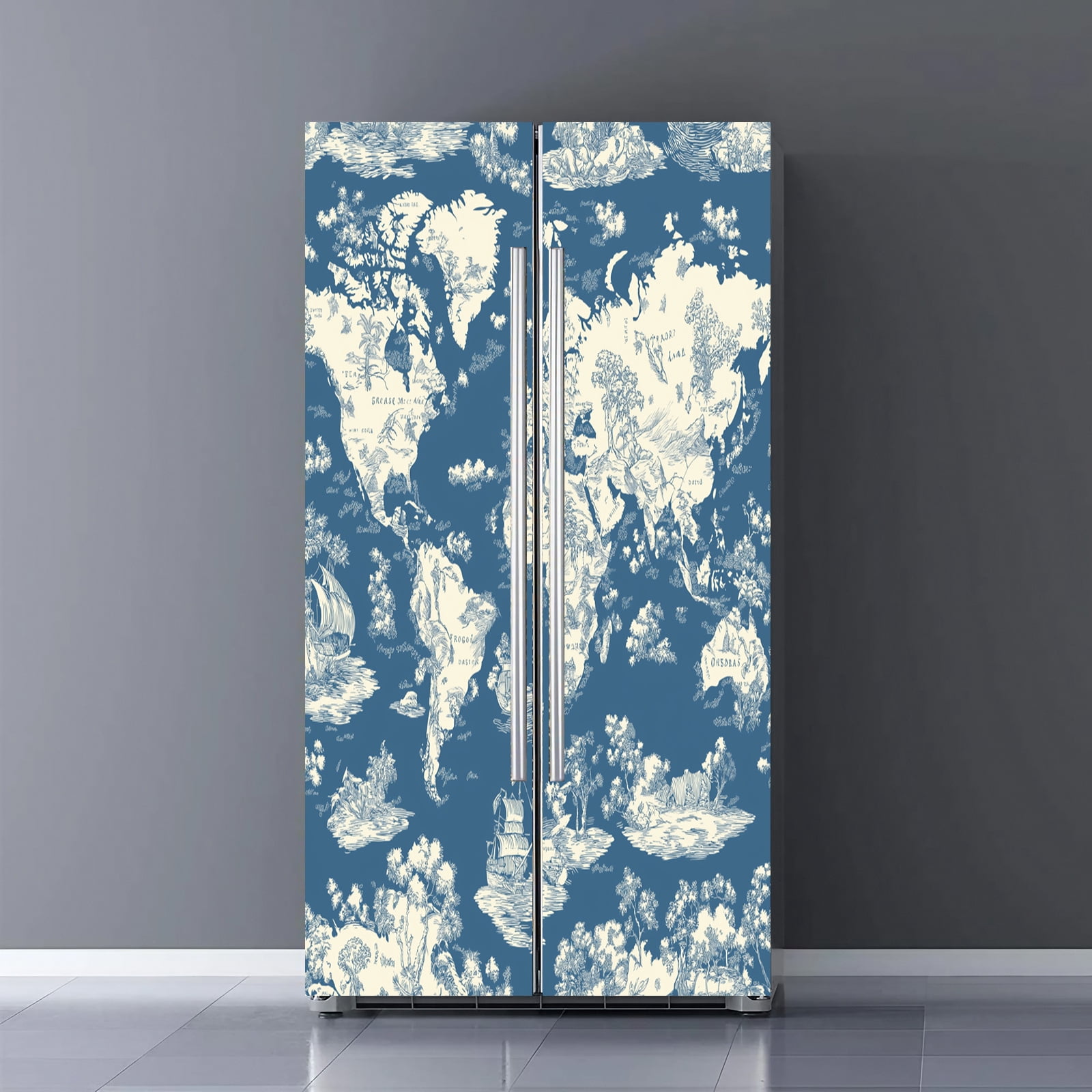 Fridge Door Wrap Vinyl Sticker Decor Front Refrigerator PVC Wallpaper ...