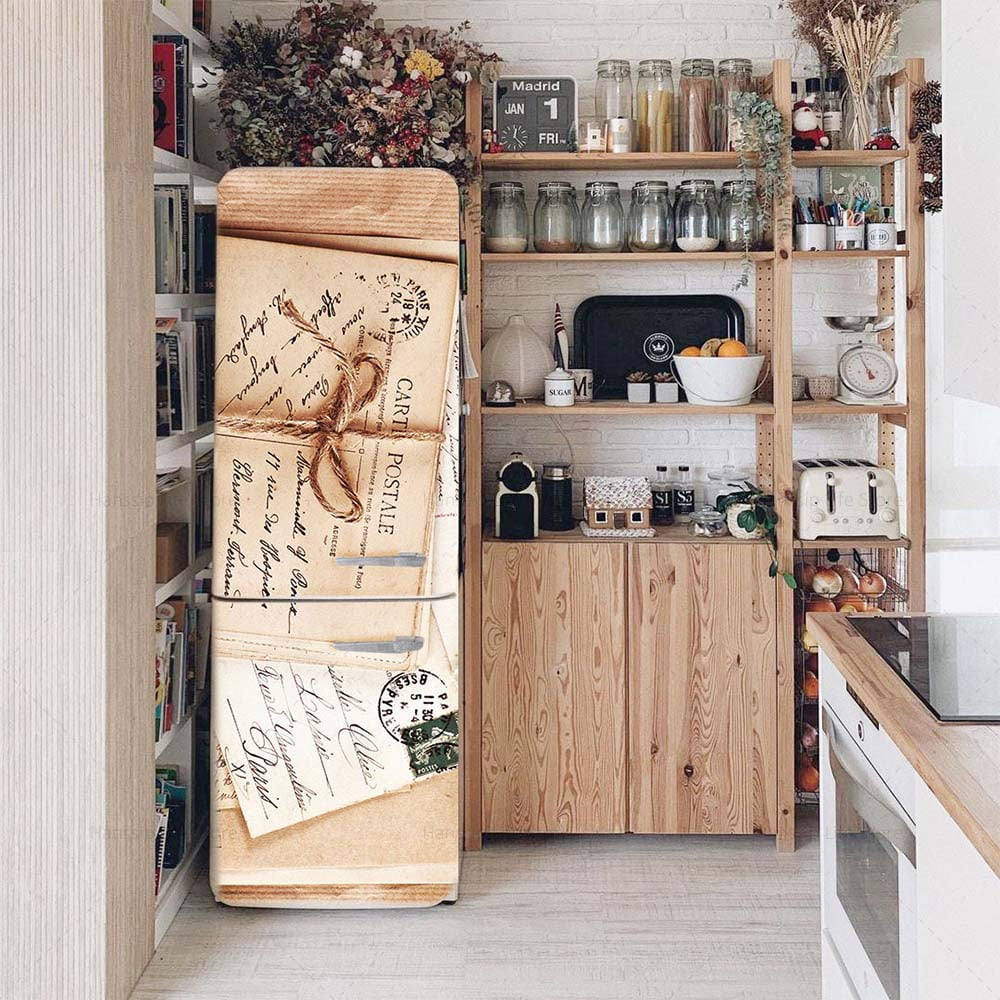 Fridge Door Wrap Vinyl Sticker - r Front Refrigerator PVC Wallpaper ...