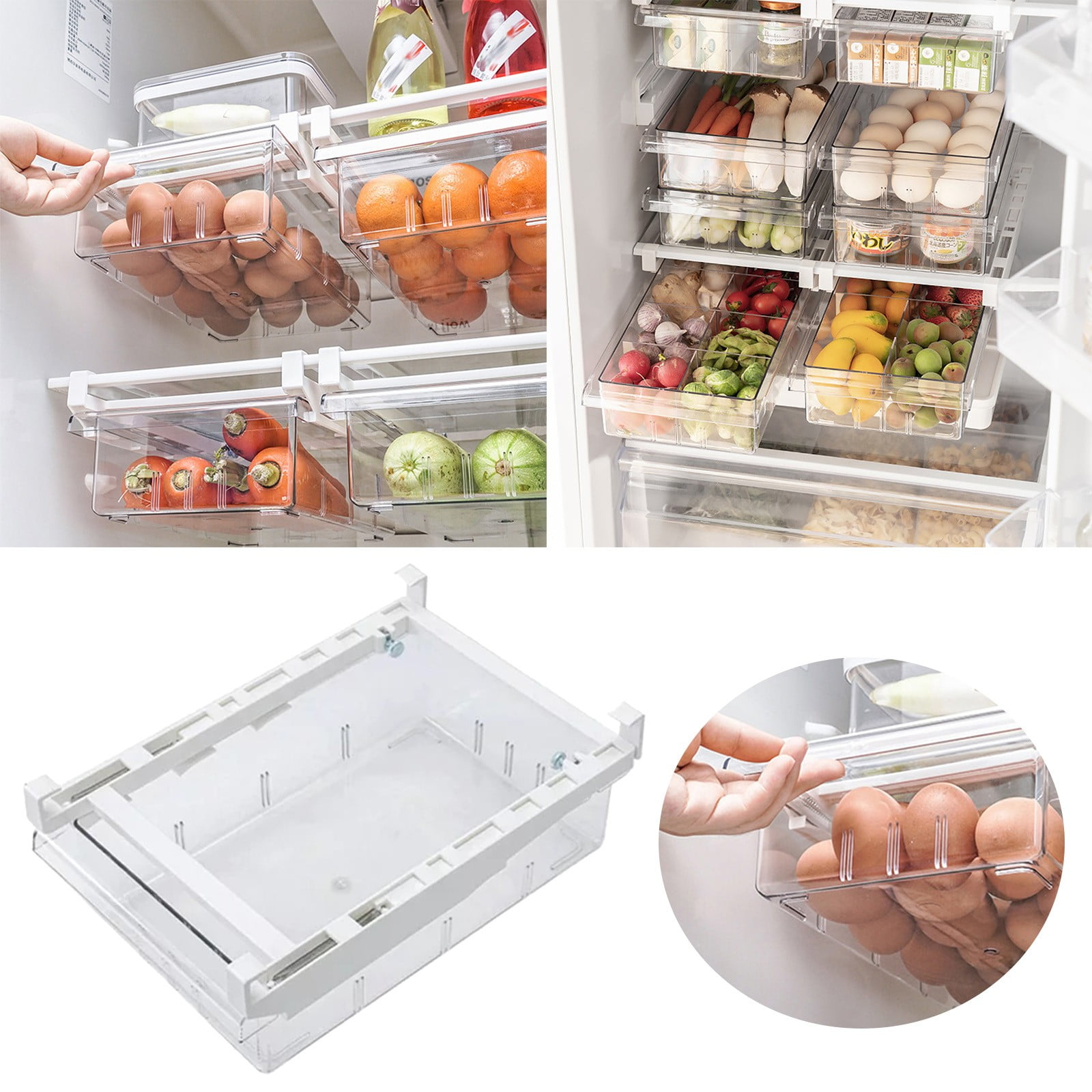 Fridge Drawer Organizer Mini Refrigerator Drawers Storage Box Pull Out ...