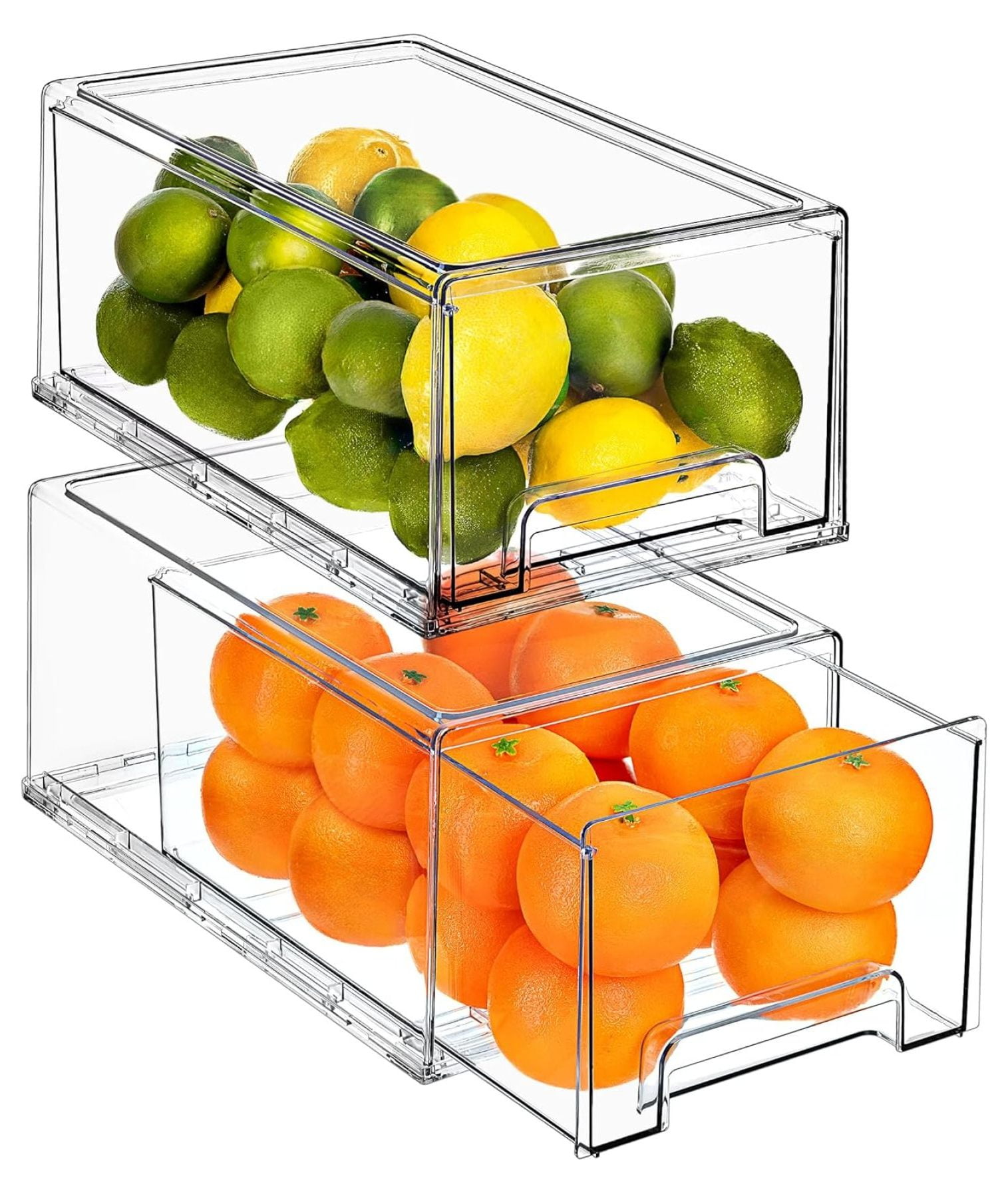 Fridge Drawers Clear Stackable Pull Out Organizer Bins Food Storage