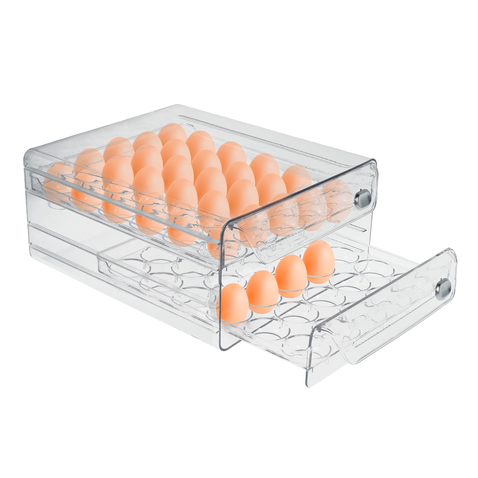 Fridge Egg Holder,2 Layer Rolling Egg Cartons for Refrigerator ...