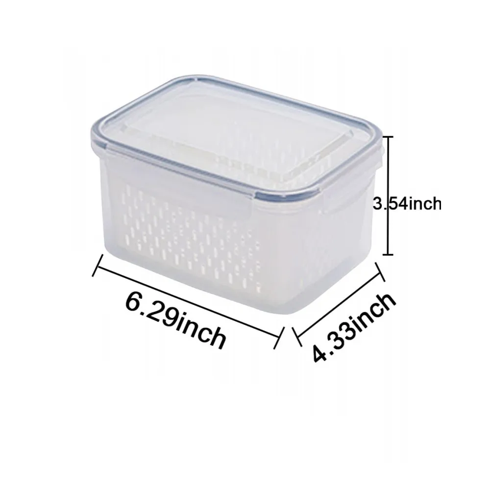 Fridge Food Storage Container Set with Lids with Strainer,Plastic Fresh ...