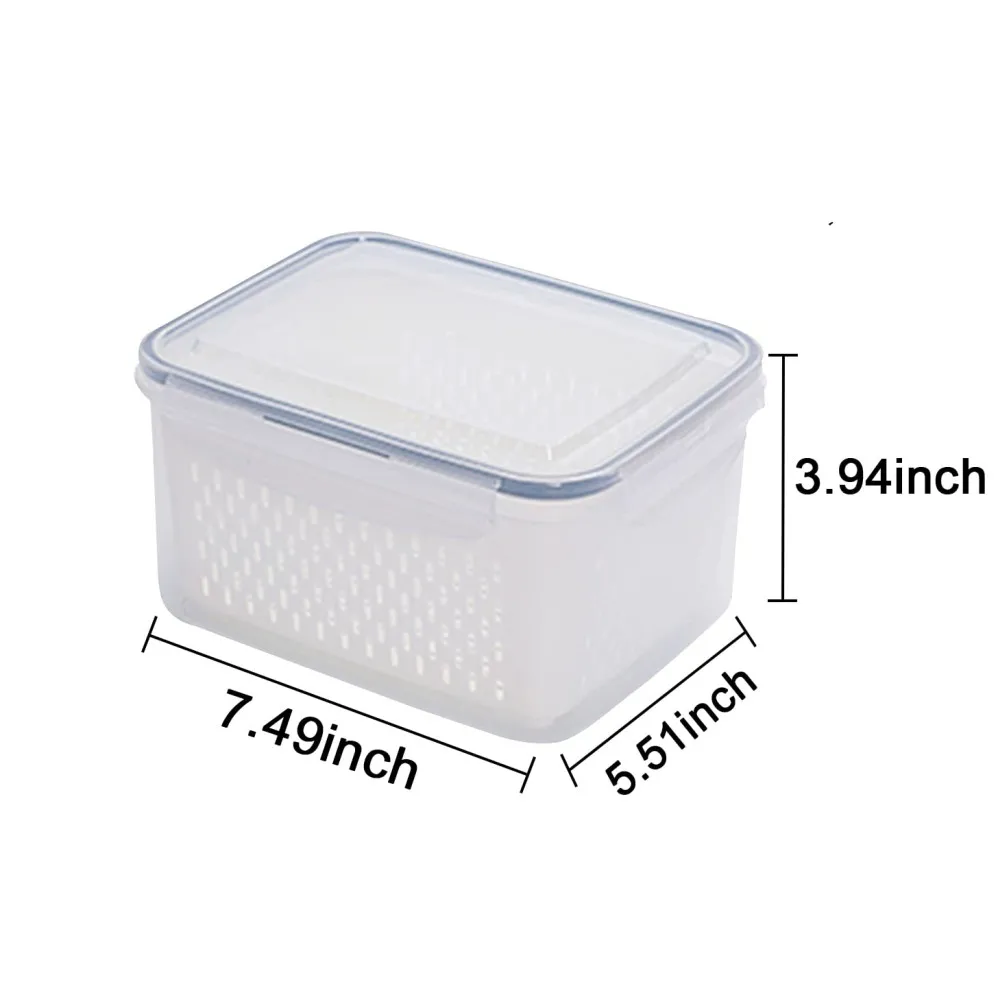 Fridge Food Storage Container Set with Lids with Strainer,Plastic Fresh ...