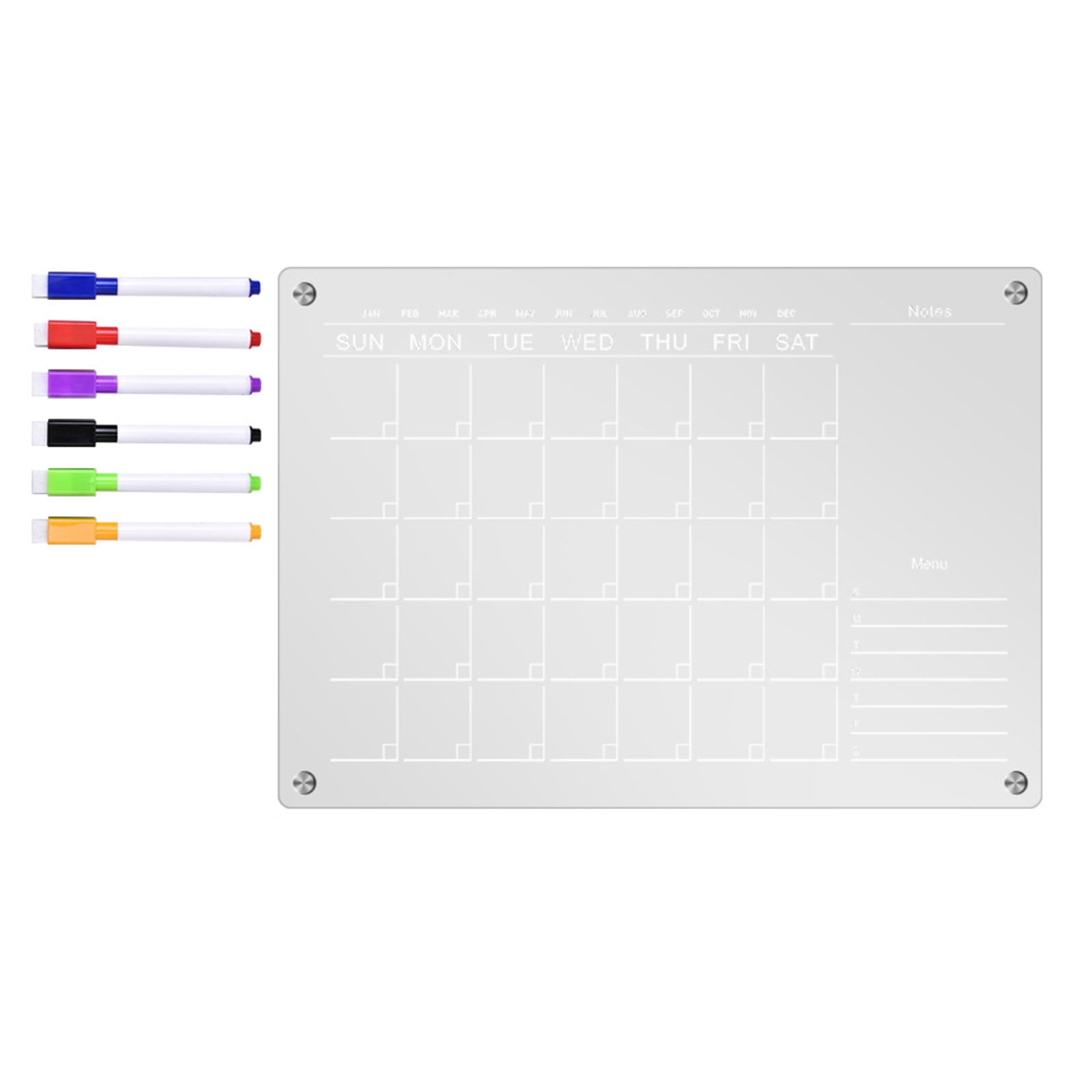 Fridge Magnetic Clear Acrylic Sticker Calendar for Fridge Reusable ...