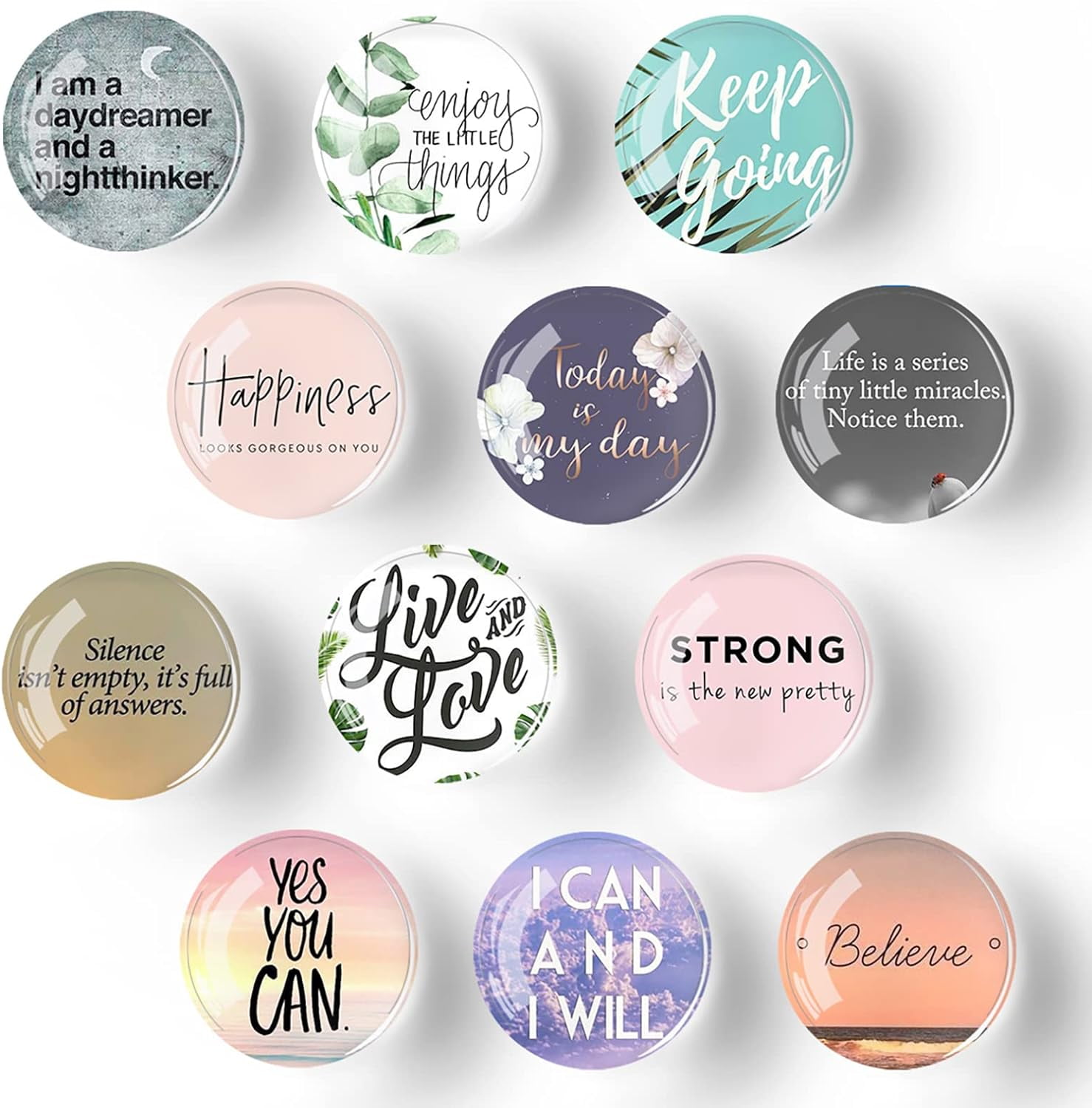 Fridge Magnets for Adults 12 Pcs Decorative Glass Refrigerator Magnets ...