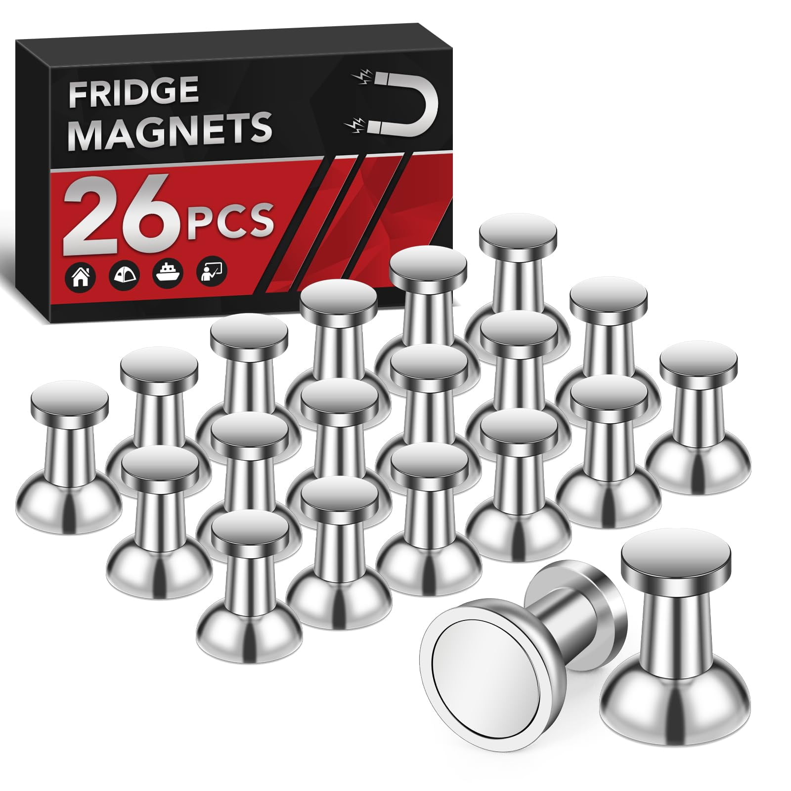 Fridge Magnets for Whiteboard, 26 Pcs Refrigerator Magnets Strong ...