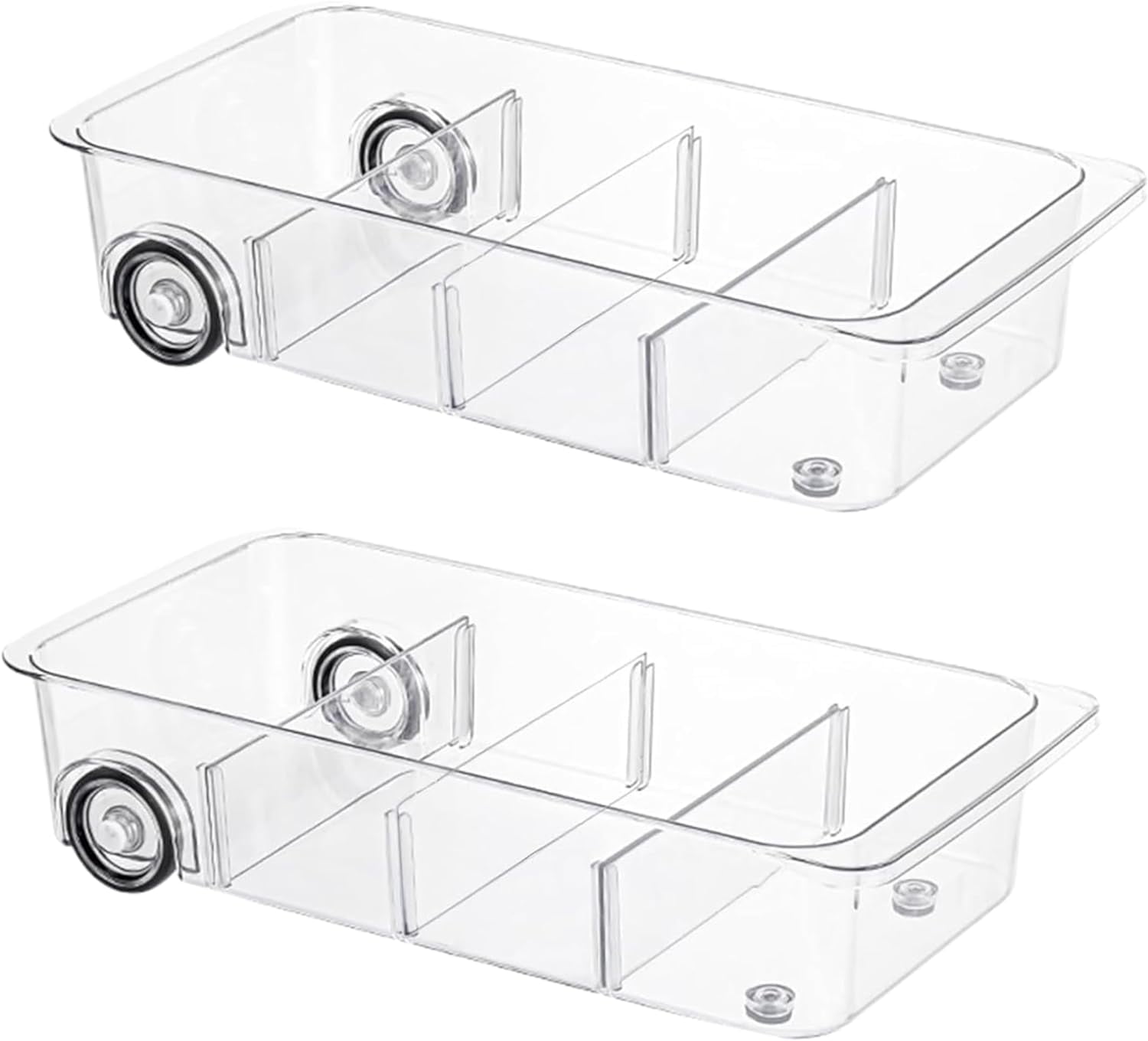 Fridge Organizer Bins With Wheels, 2 Pack Roll Out Refrigerator ...