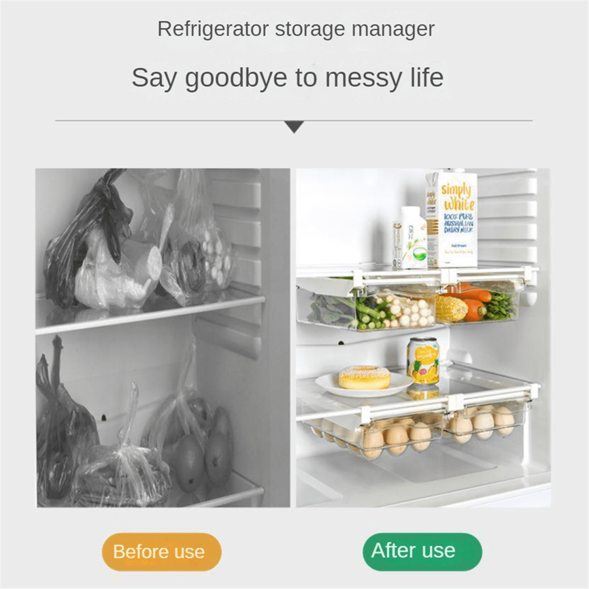 Fridge Organizer Egg Refrigerator -Keeping Kitchen Organizer, B ...