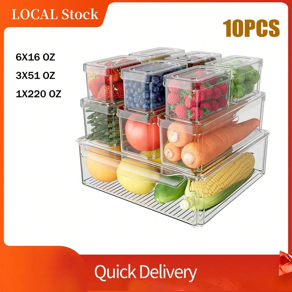Fridge Organizers And Storage - 10 Pack Clear Refrigerator Organizer ...