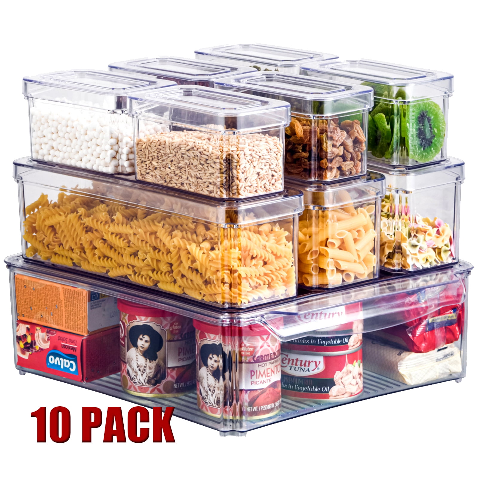 Fridge Organizers and Storage, Refrigerator Organizer with Lids, Clear ...