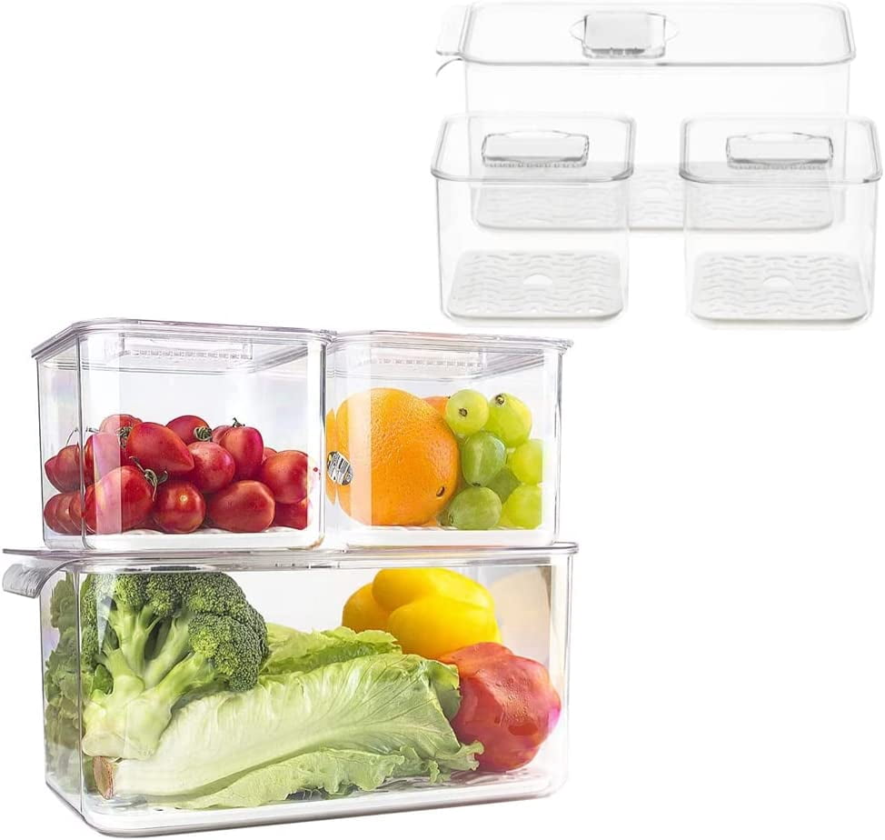 Fridge Produce Saver Food Storage Bin Containers, Stackable ...