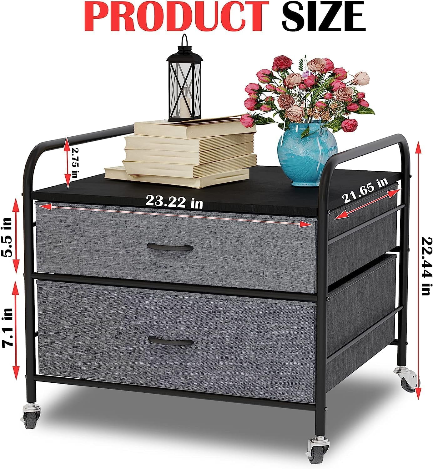 Fridge Stand with 2 Drawers, 4 Swivel Wheels, Heavy Duty Metal Frame ...