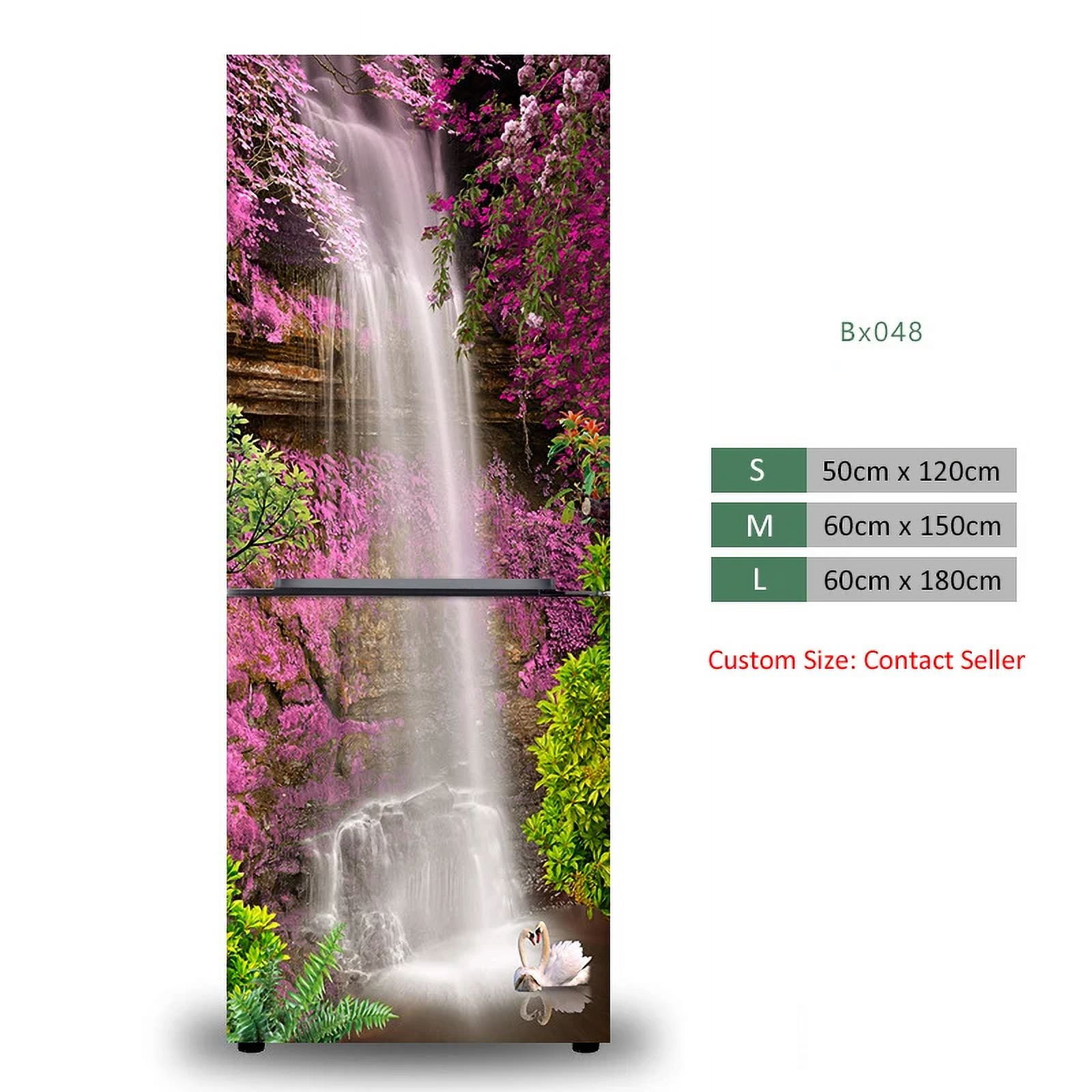 Fridge Sticker Wrap Full Refrigerator Door Sea Pattern Vinyl PVC Waterproof Self-adhesive ...