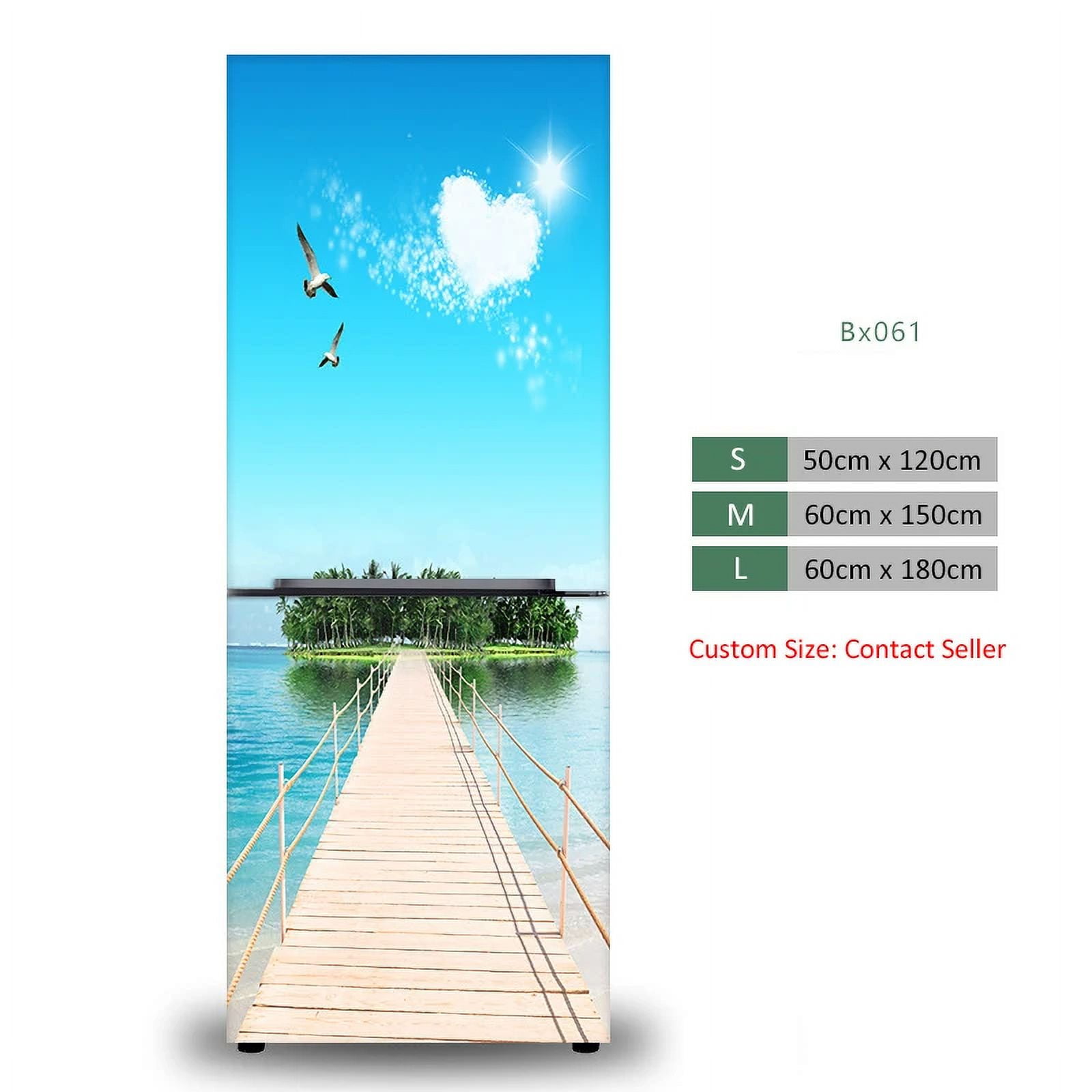 Fridge Sticker Wrap Full Refrigerator Door Sea Pattern Vinyl PVC ...