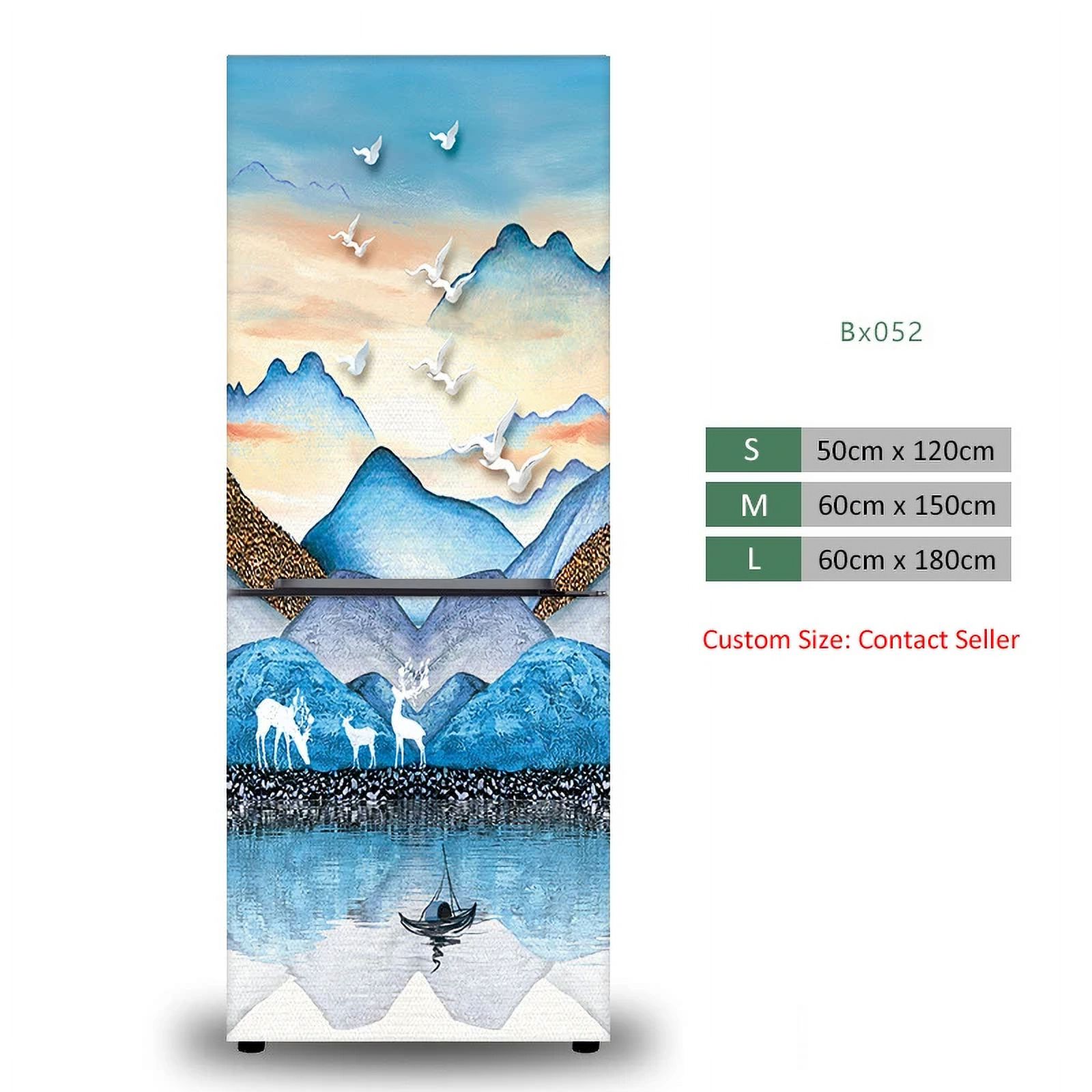 Fridge Sticker Wrap Full Refrigerator Door Sea Pattern Vinyl PVC ...